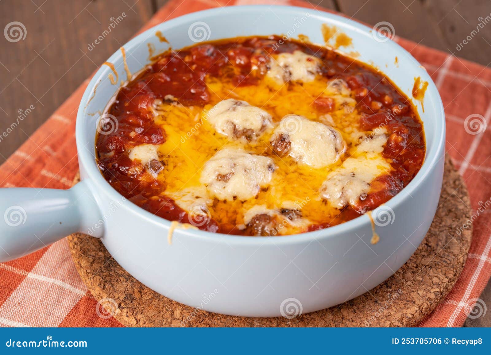 Cheese Overload Meatball in Tomato Sauce Stock Photo - Image of fusilli ...