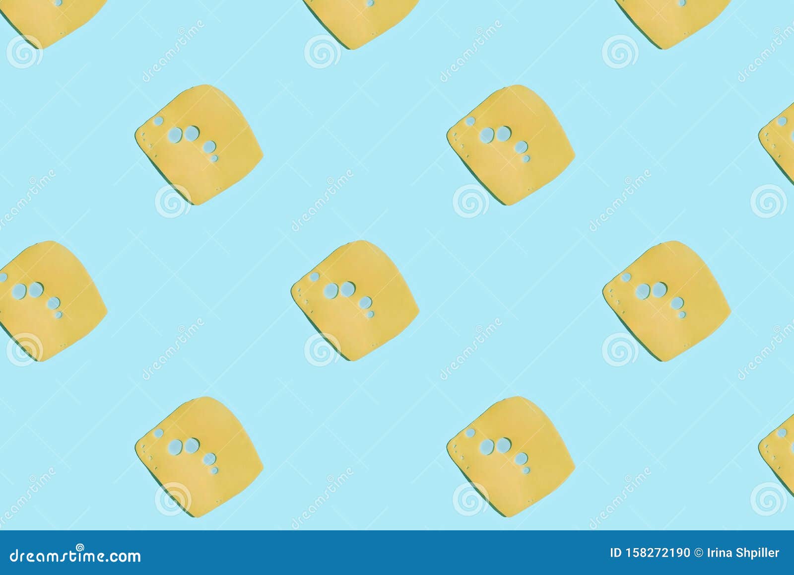 Cheese Pattern on Blue Pastel Background. Creative Layout Stock Photo ...