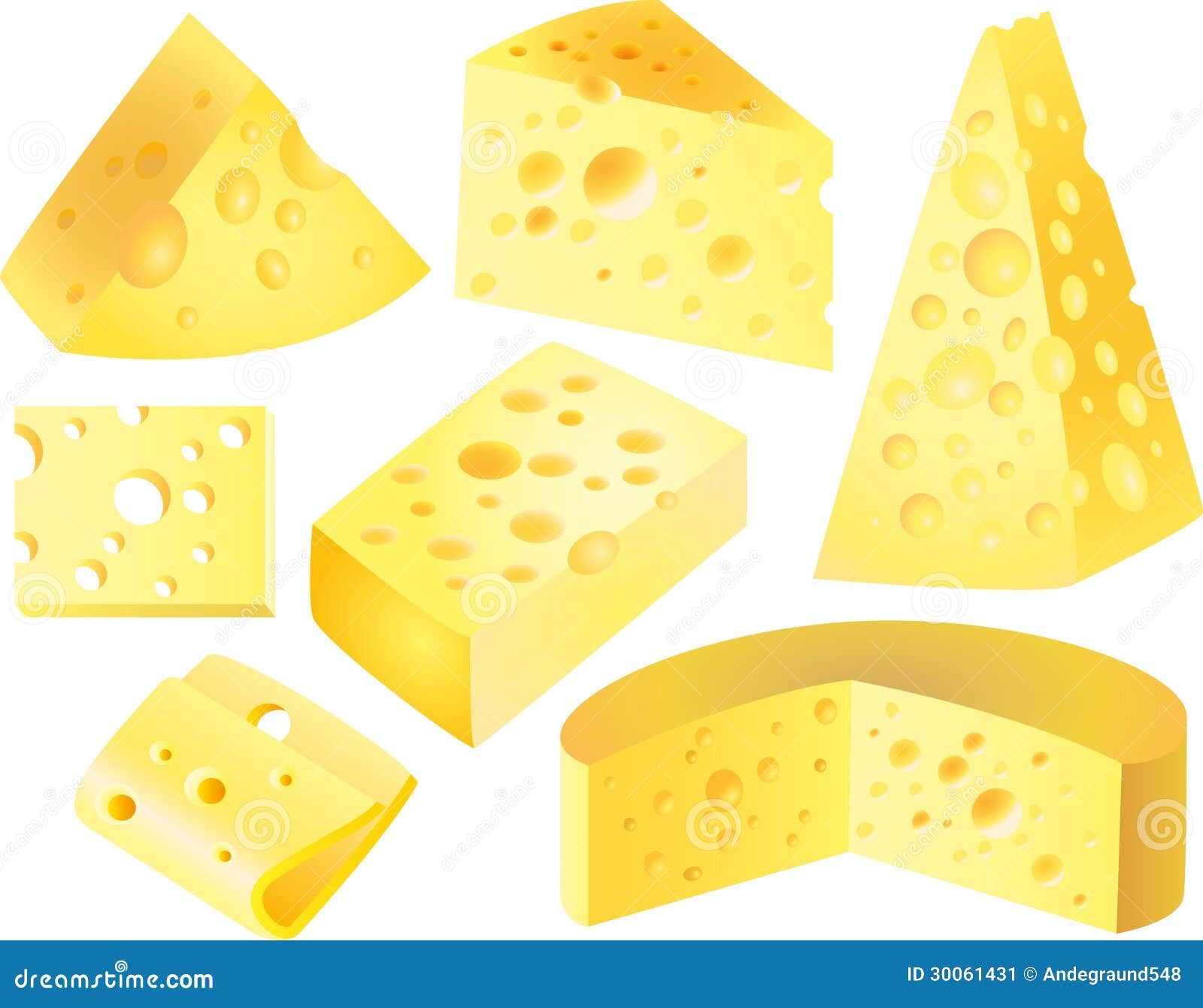 Cheese photo-realistic set stock vector. Illustration of shredded ...