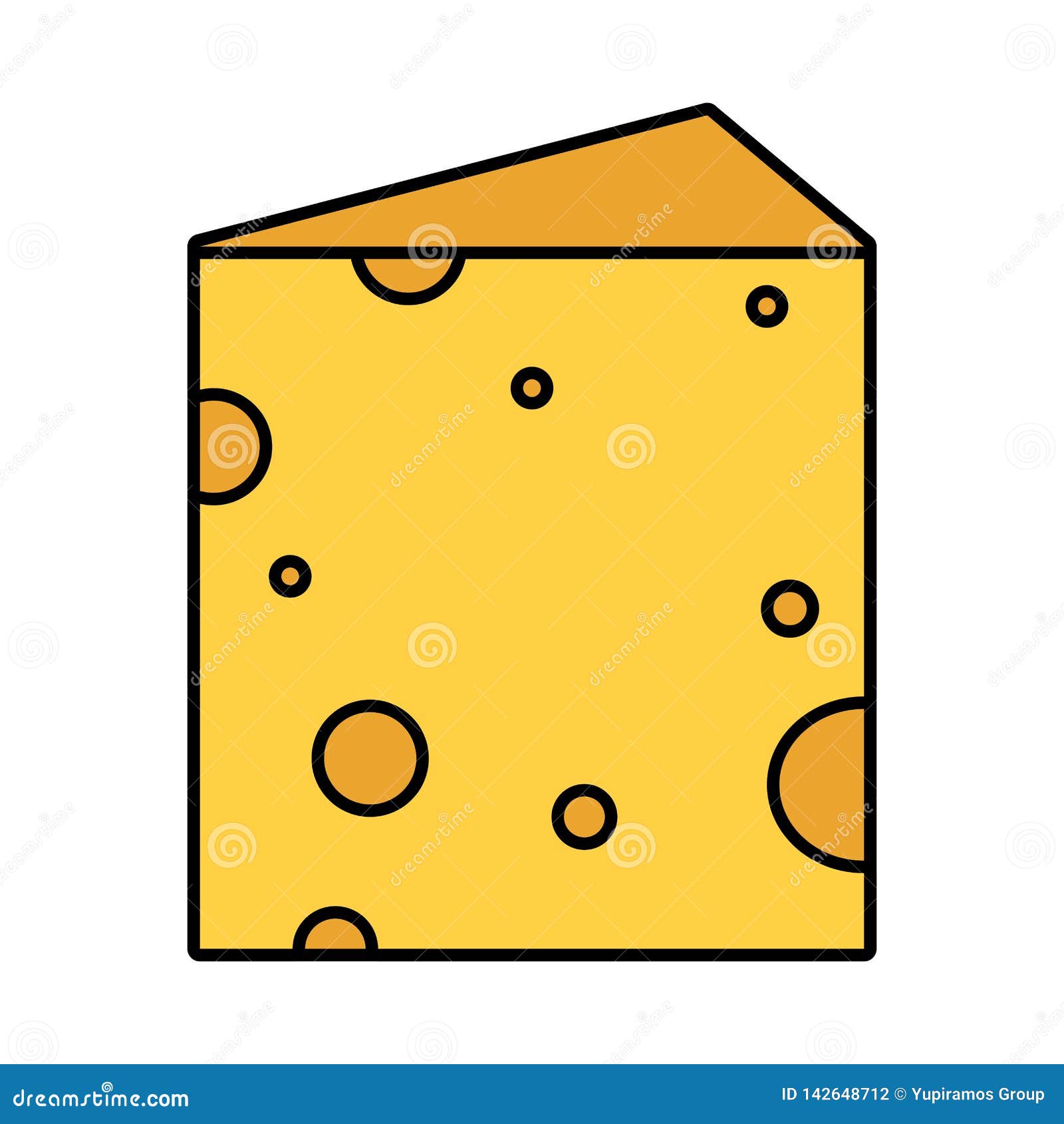 Cheese piece cartoon stock vector. Illustration of dairy - 142648712