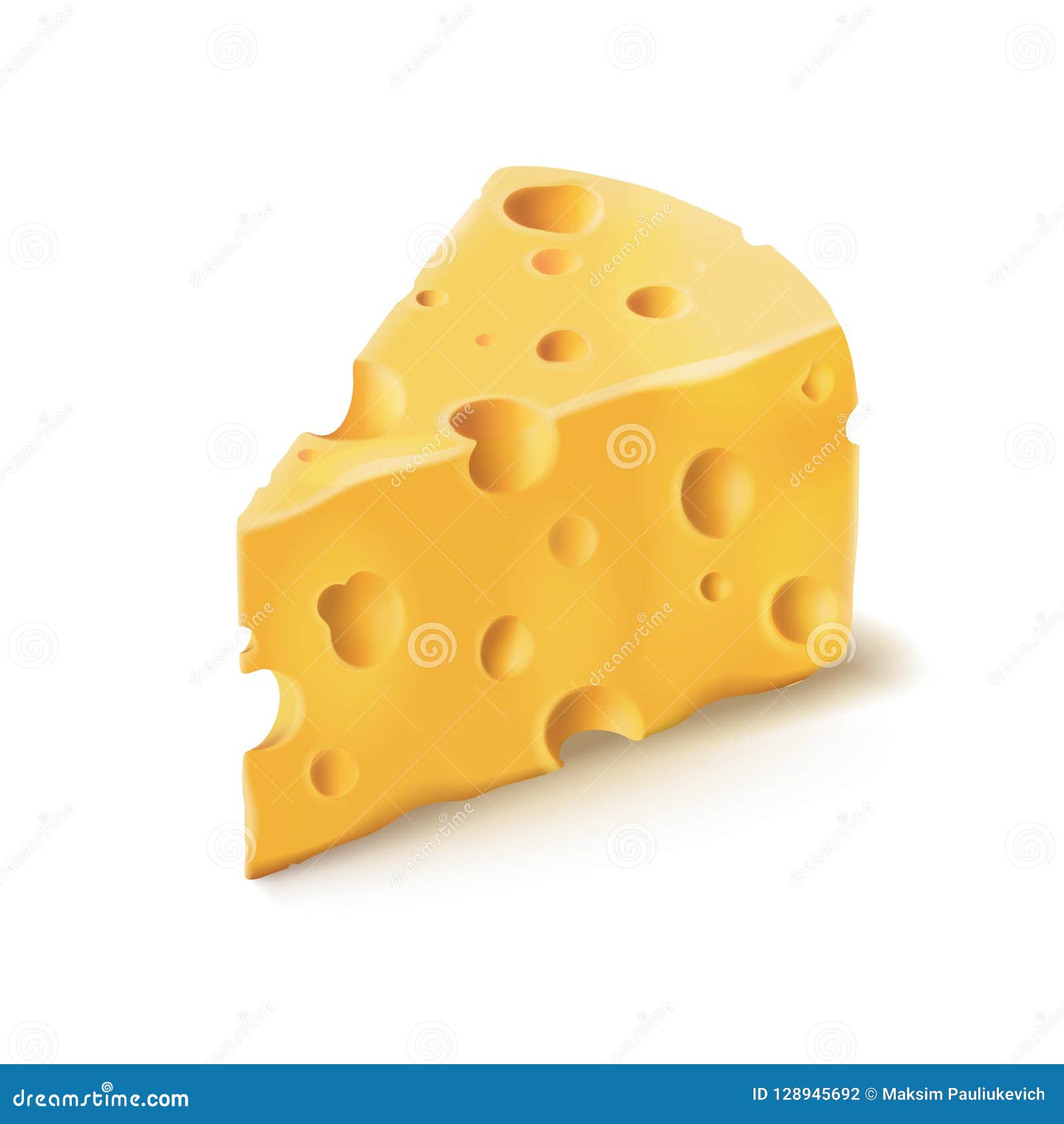 Cheese Piece with Holes 3D Realistic Dairy Food Icon Stock Illustration ...