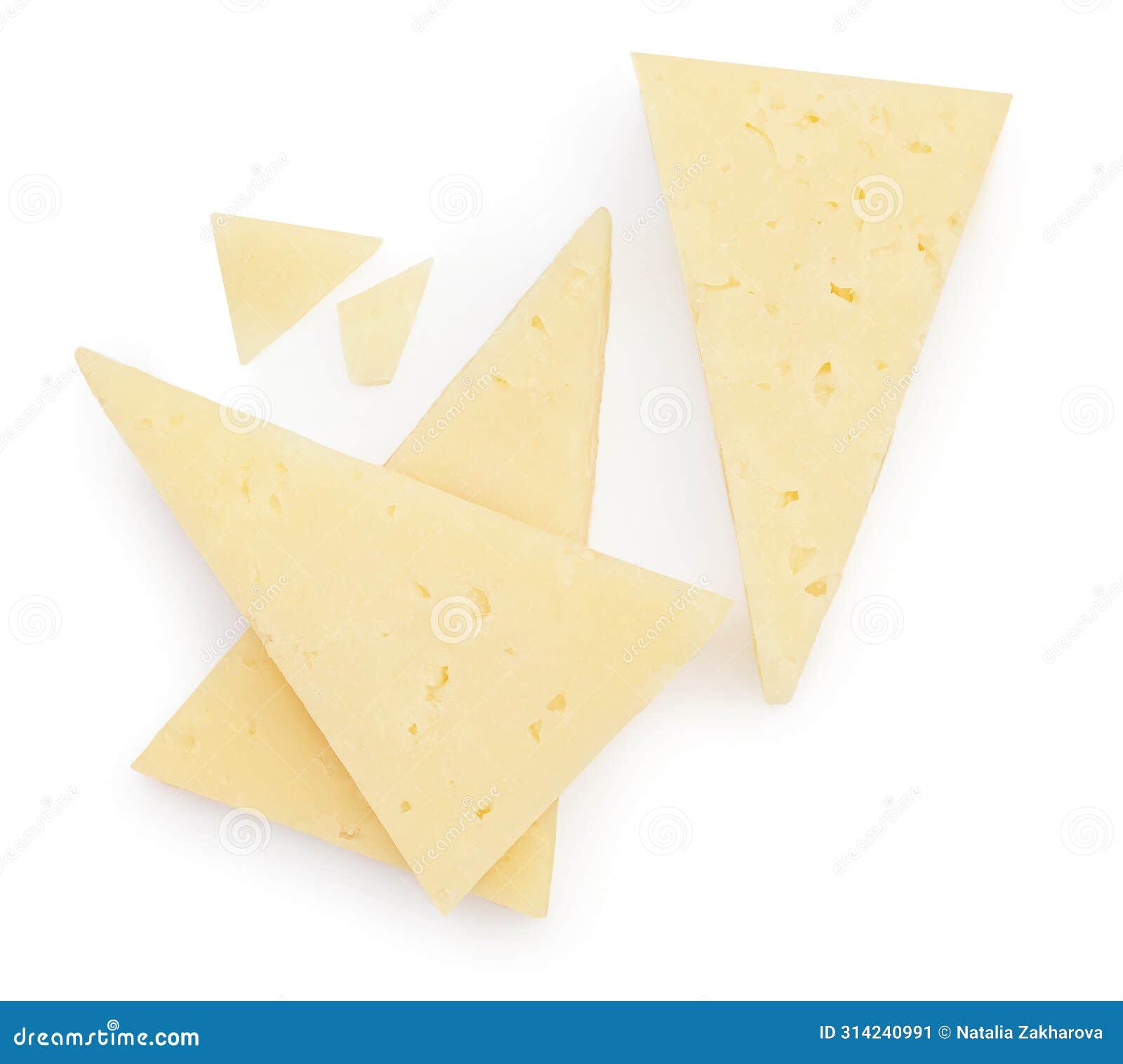 Cheese Piece Isolated on White Background. Mature Gouda Cheese Top View ...