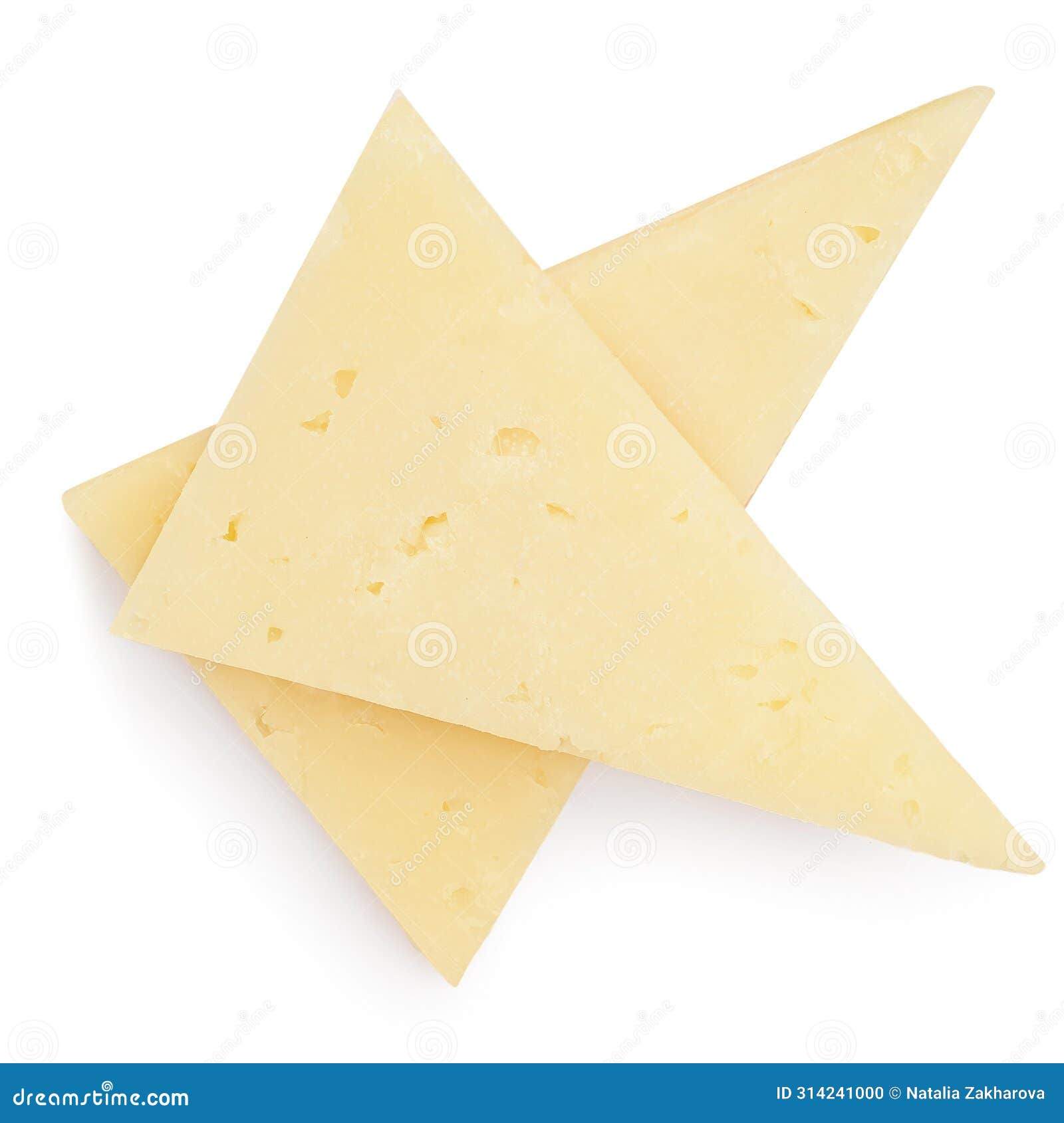 Cheese Piece Isolated on White Background. Mature Gouda Cheese Top View ...