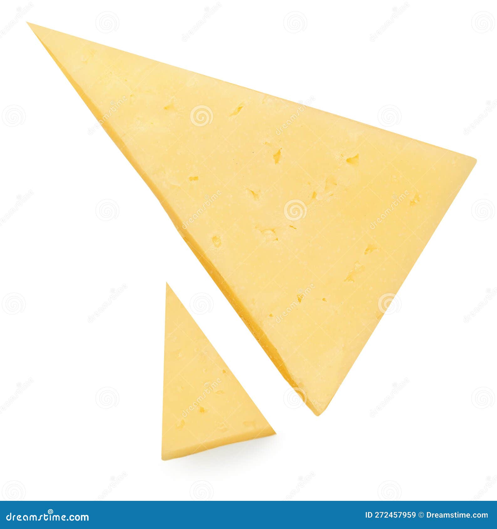 Cheese Pieces Triangles Isolated on White Background. Mature Cheese Top ...