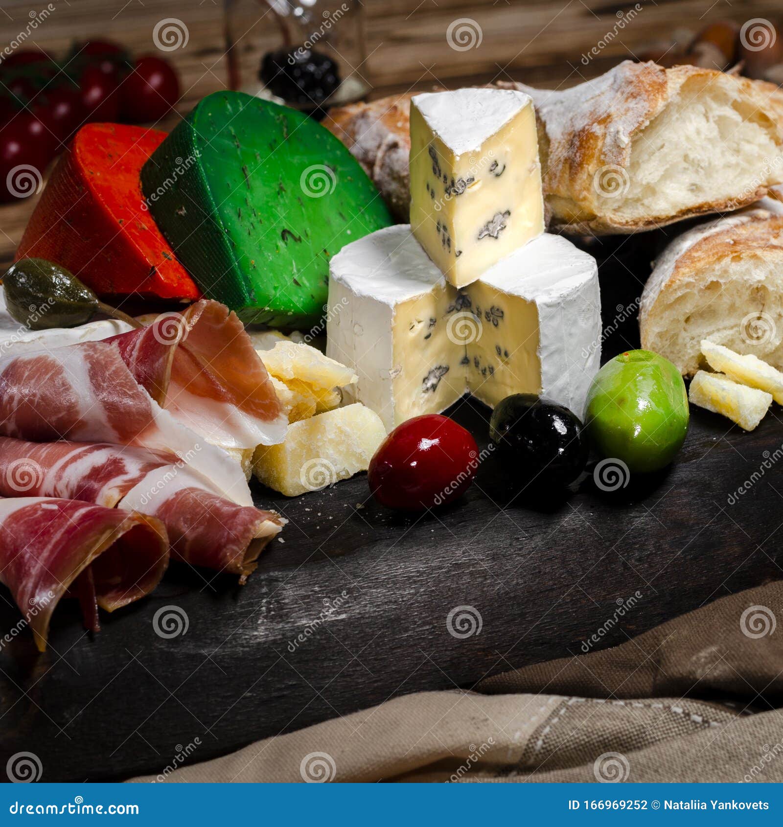 Cheese Plate, Appetizers and Wine, Horizontal. Copyspace for Text Stock ...