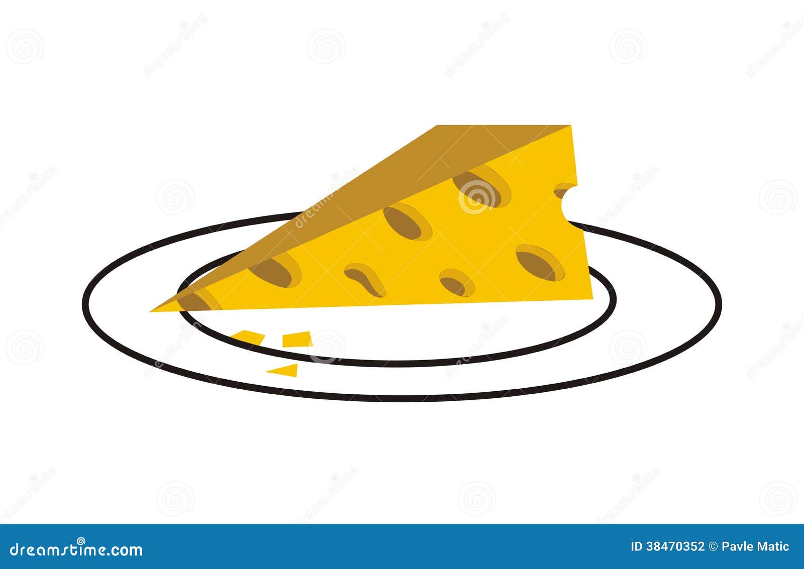 Cheese on a plate stock illustration. Illustration of cheddar - 38470352