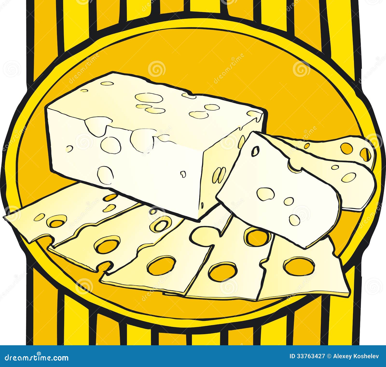 Cheese on a plate stock vector. Illustration of dairy - 33763427