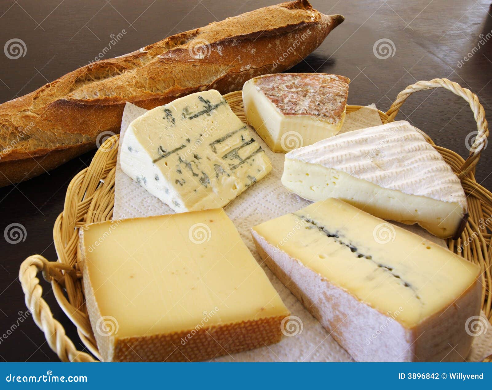 Cheese Platter And A Baton Bread Stock Photo - Image of healthy, swiss ...