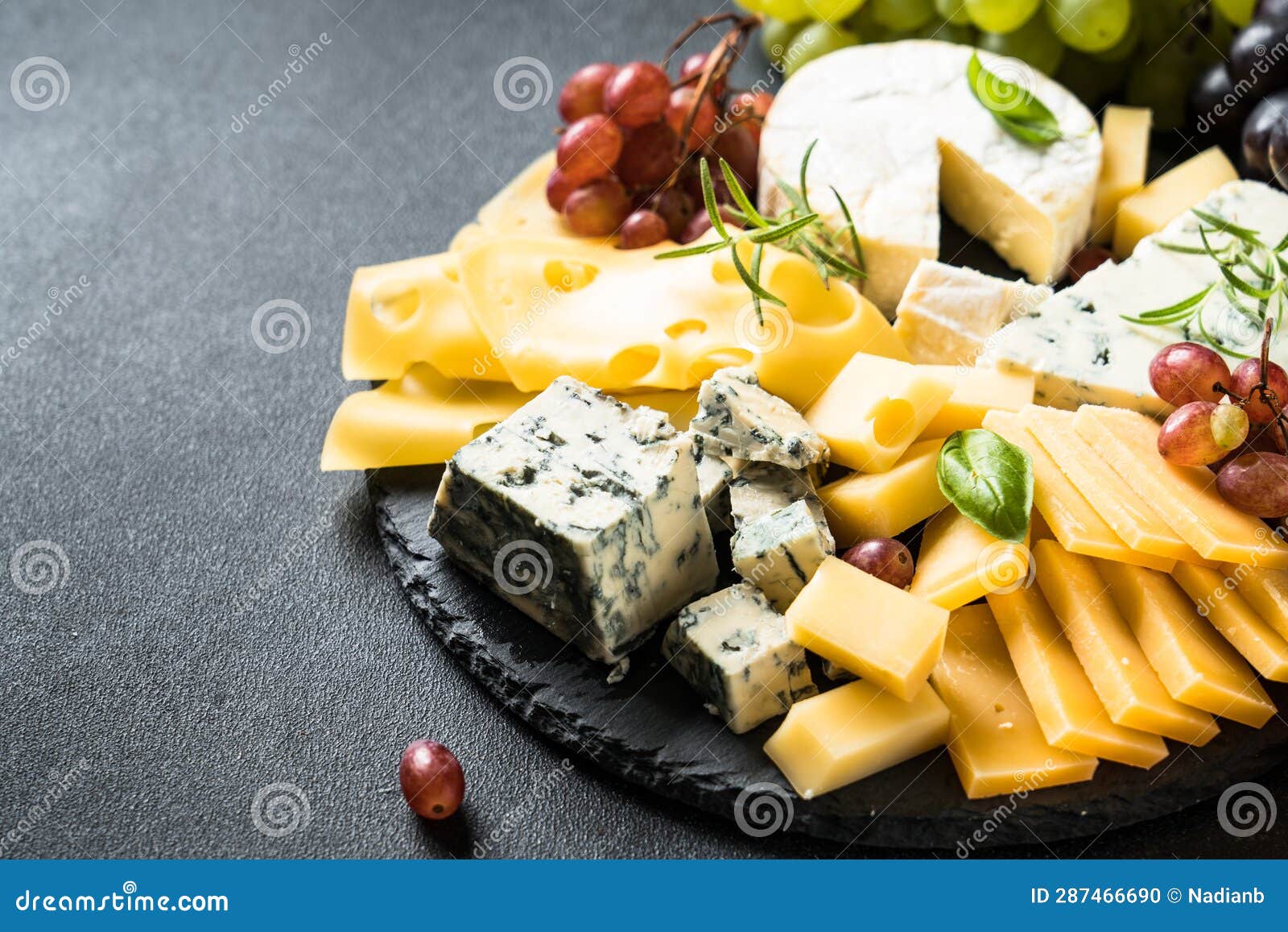 Cheese Platter with Craft Cheese Assortment on Slate Board. Stock Photo ...