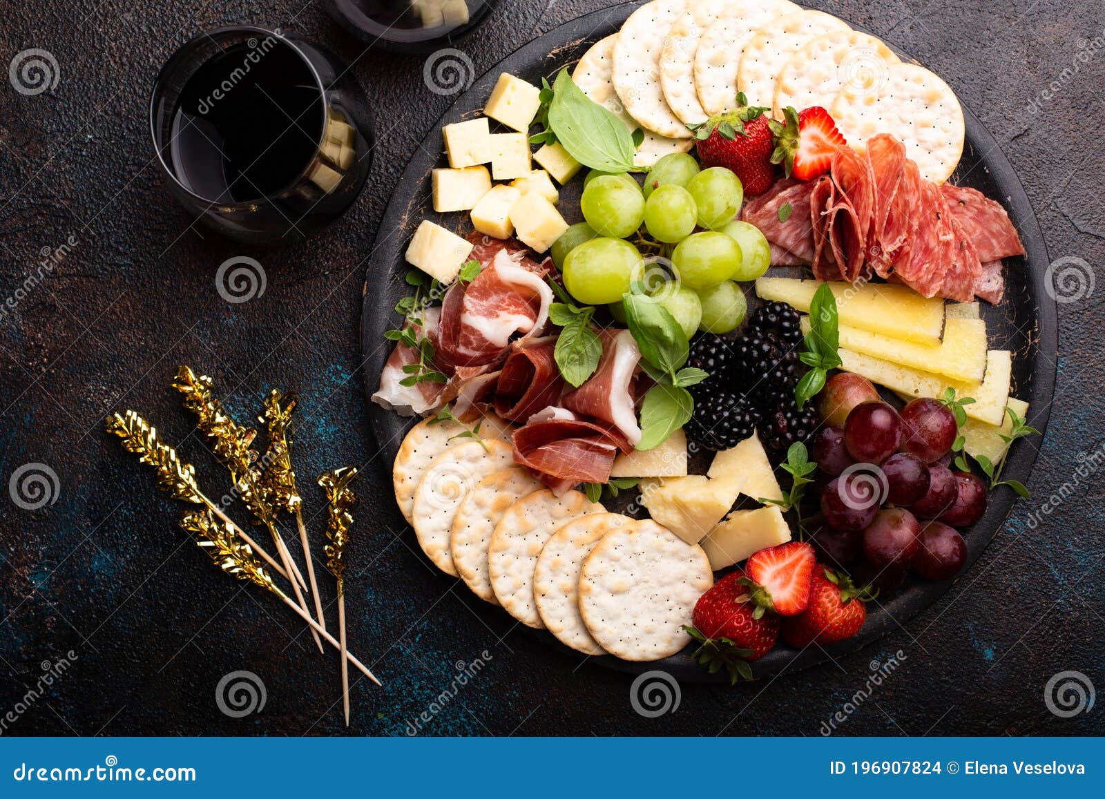 Cheese Platter on Dark Background Stock Photo - Image of camembert ...
