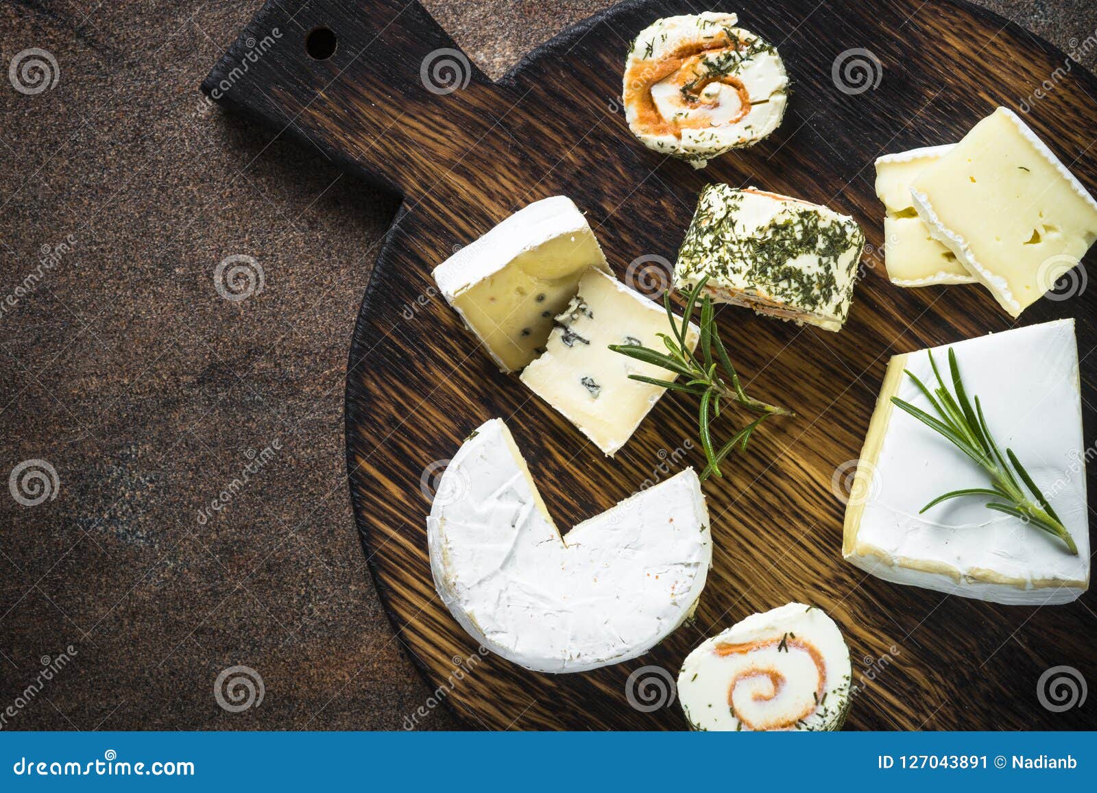 Cheese Platter on Dark Stone Table. Stock Image - Image of blue, stone ...