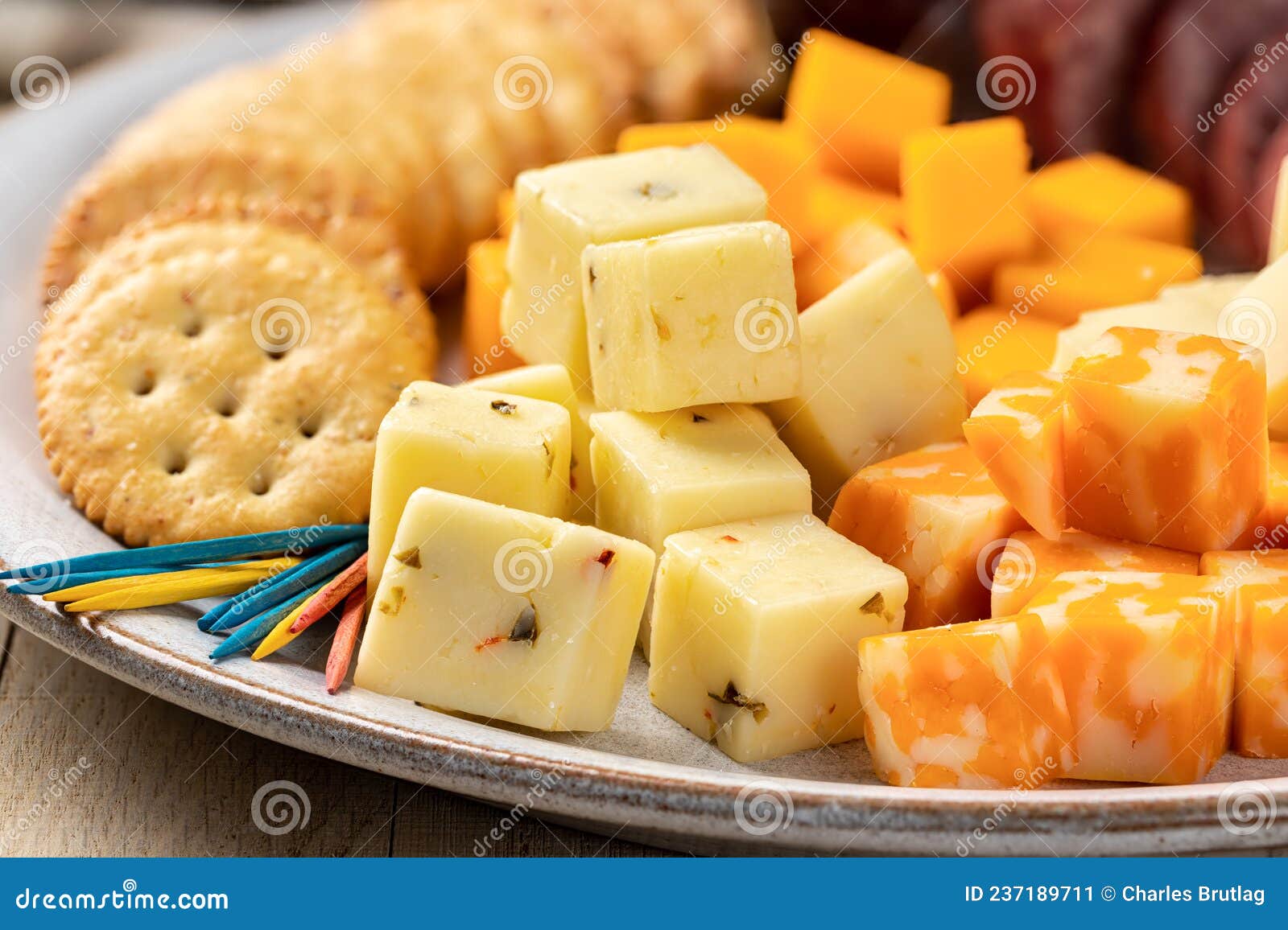 Cheese Platter with Sausage and Crackers Stock Image - Image of ...