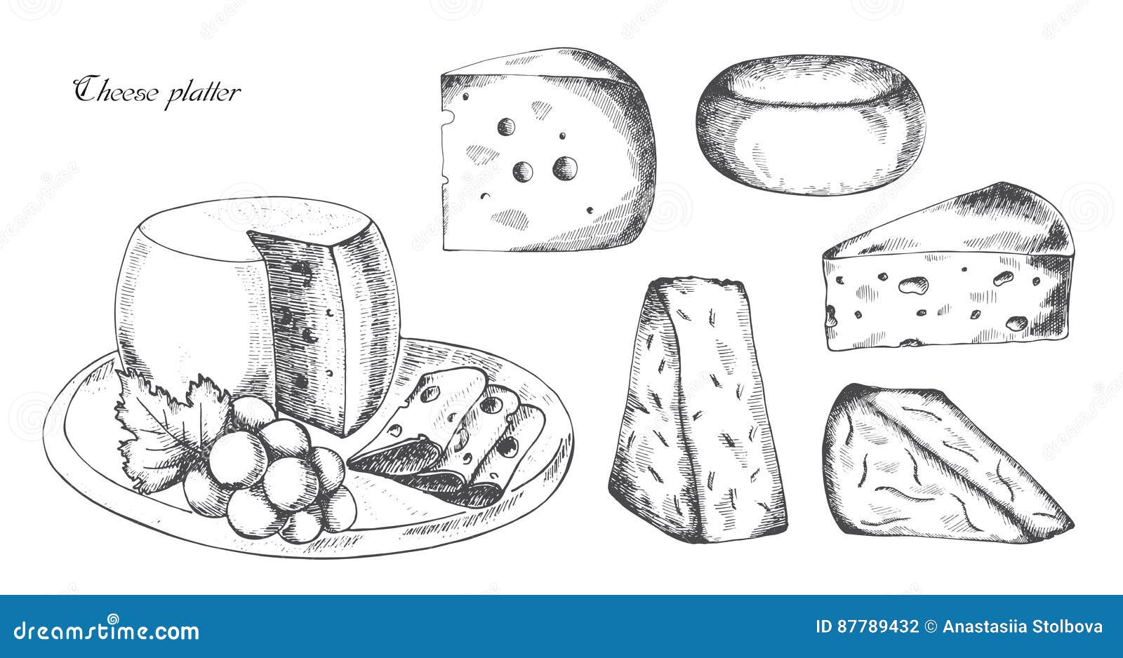 Cheese Platter, Vector Illustration Stock Vector - Illustration of ...