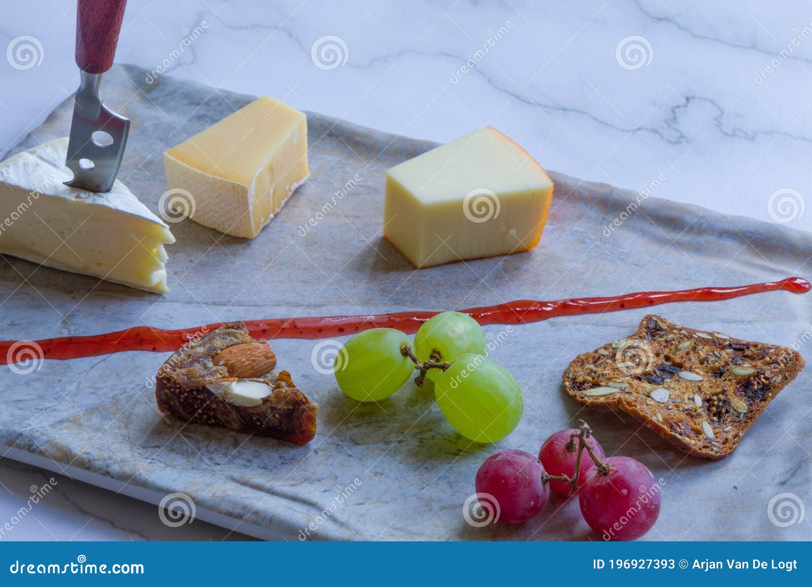 Cheese Platter Witch Assorted Cheese and Grapes Stock Image - Image of ...