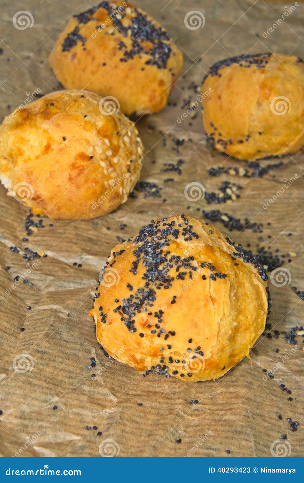 Cheese Profiteroles Sprinkled with Poppy Seeds Stock Image - Image of ...