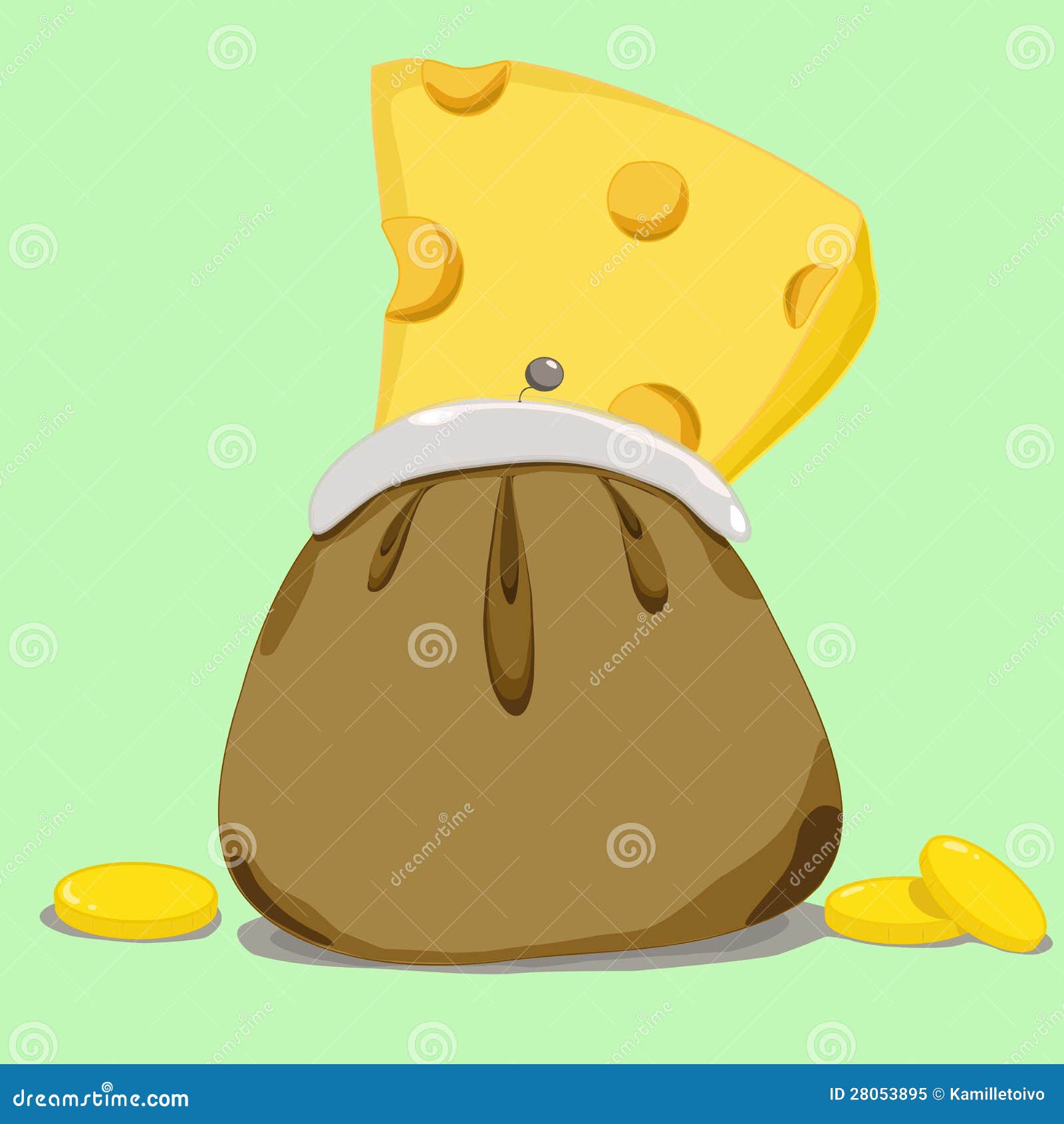 Cheese in purse stock illustration. Illustration of deception - 28053895