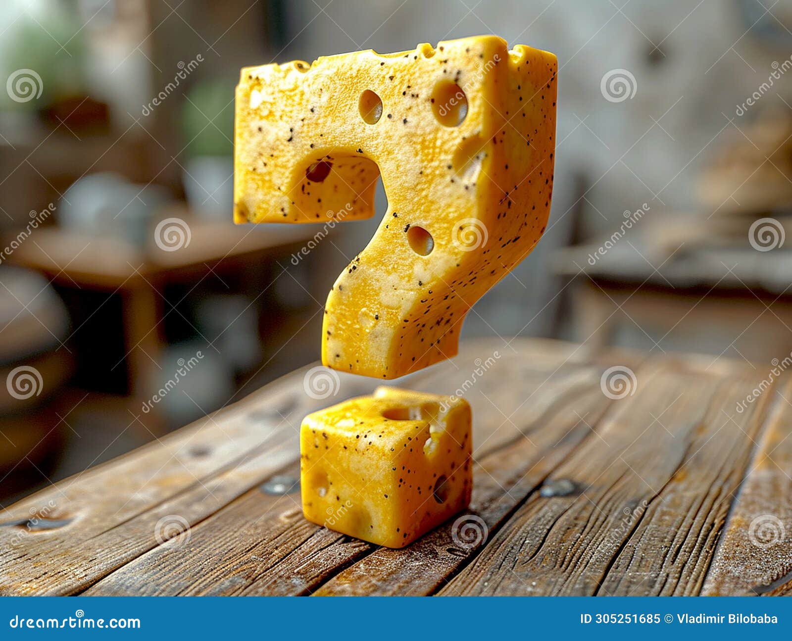 Cheese is a Question Mark in the Kitchen Interior Stock Illustration ...