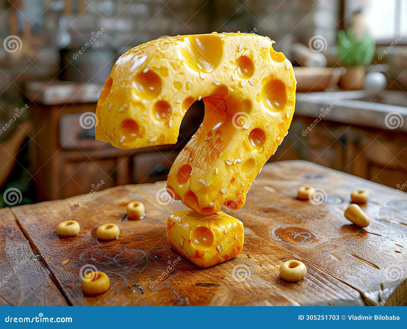 Cheese is a Question Mark in the Kitchen Interior Stock Illustration ...