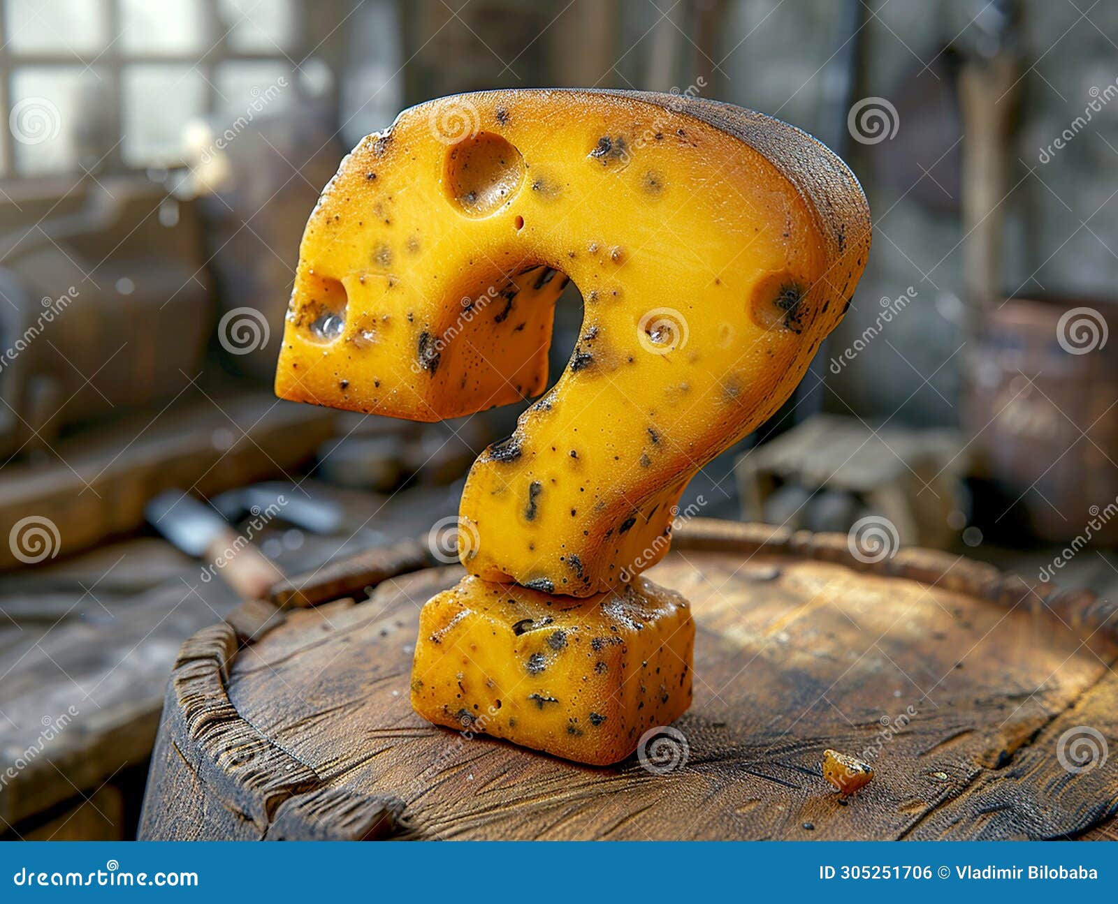 Cheese is a Question Mark in the Kitchen Interior Stock Illustration ...