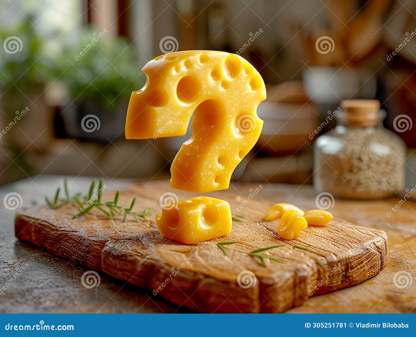 Cheese is a Question Mark in the Kitchen Interior Stock Illustration ...