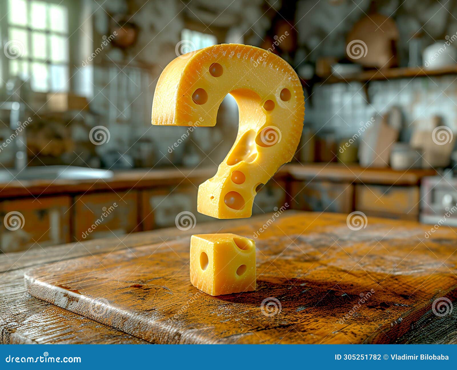 Cheese is a Question Mark in the Kitchen Interior Stock Illustration ...