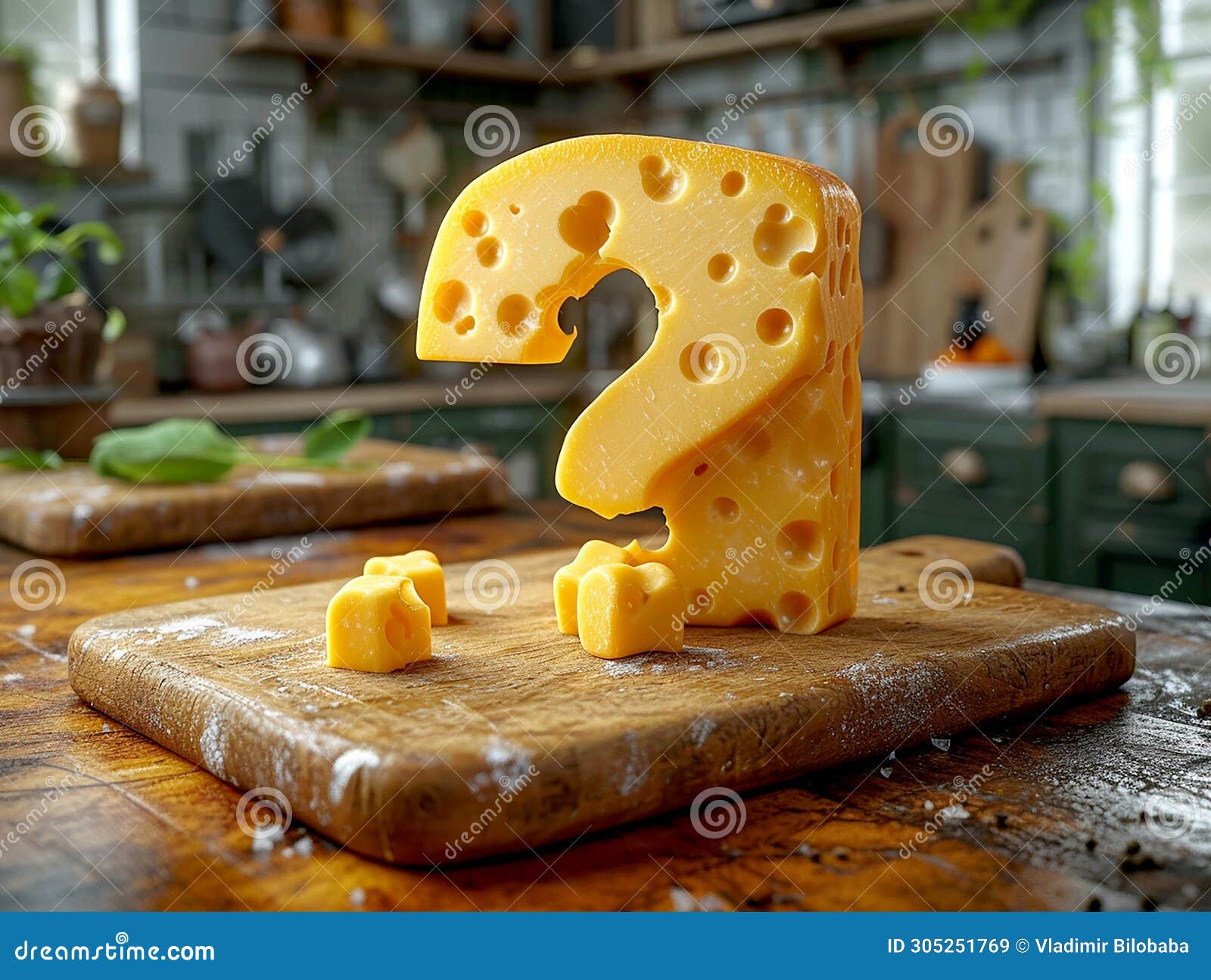 Cheese is a Question Mark in the Kitchen Interior Stock Illustration ...