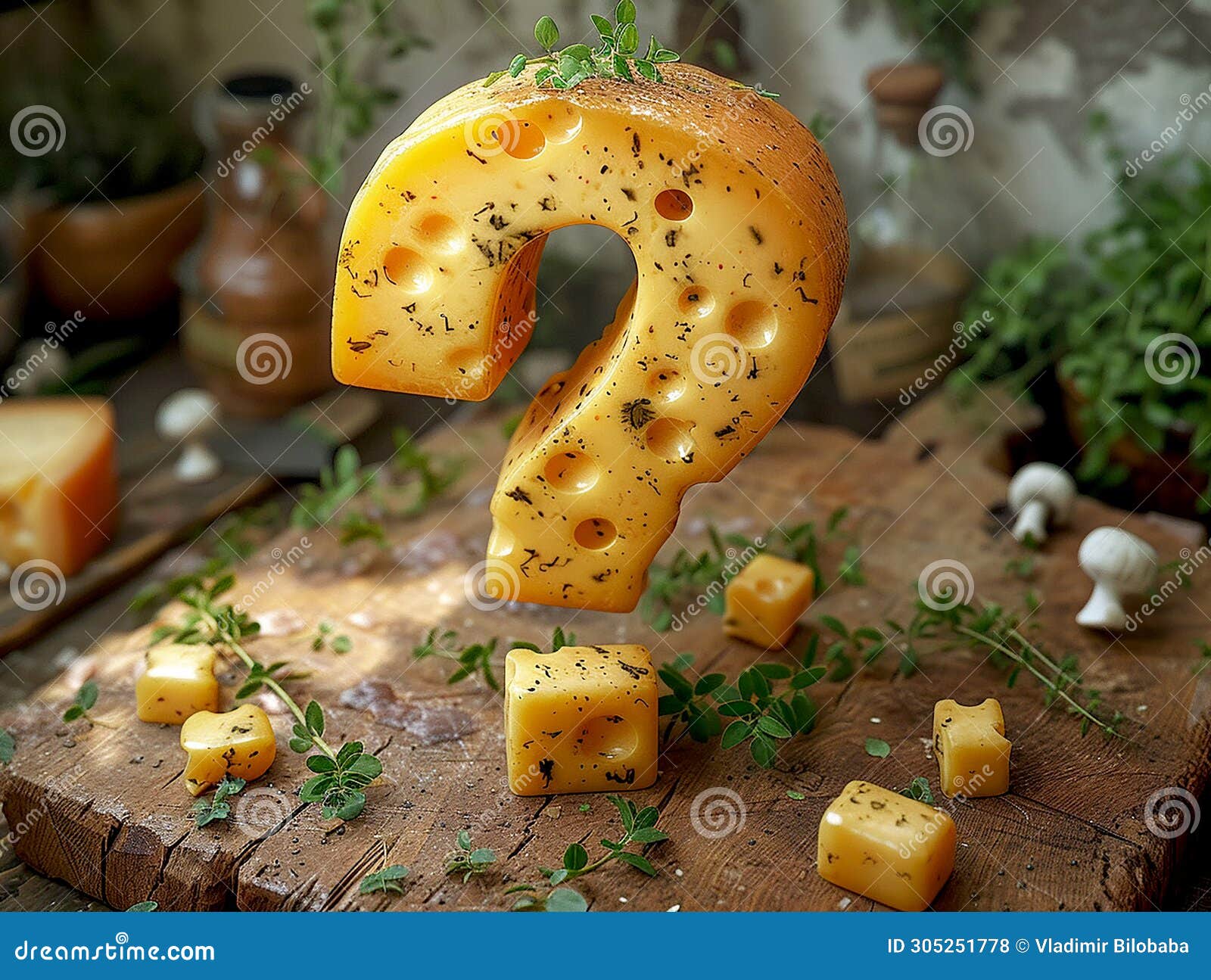 Cheese is a Question Mark in the Kitchen Interior Stock Illustration ...