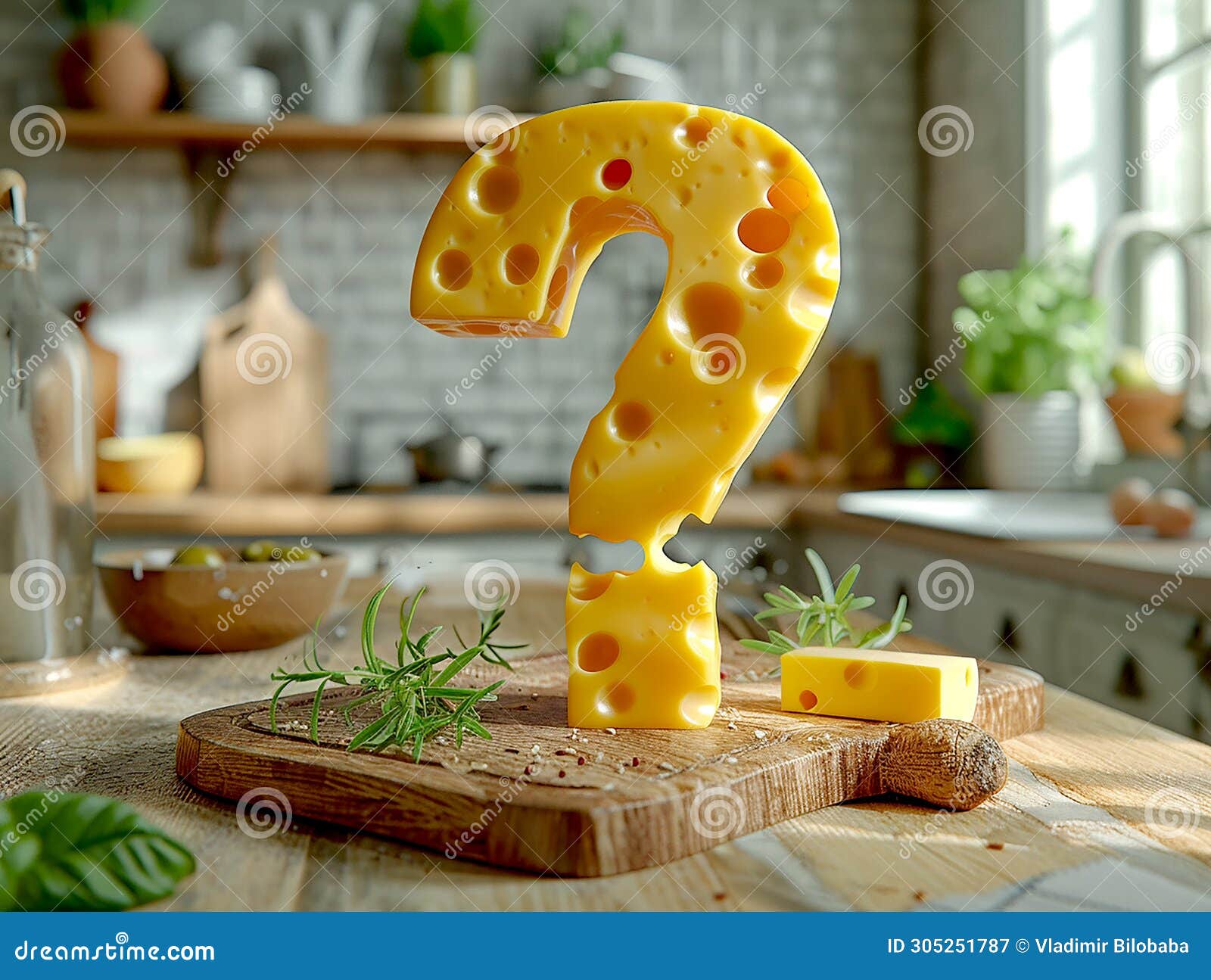 Cheese is a Question Mark in the Kitchen Interior Stock Illustration ...