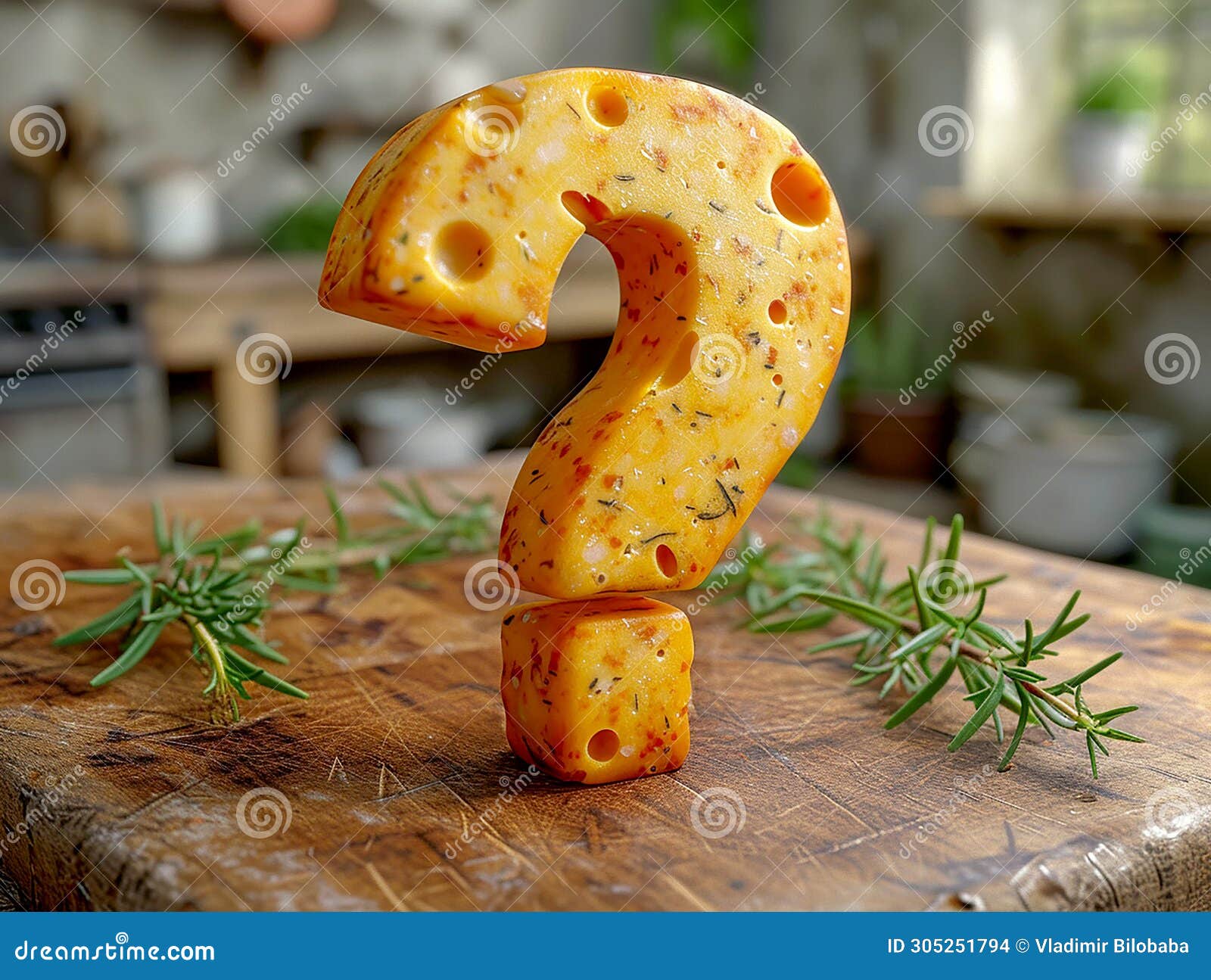 Cheese is a Question Mark in the Kitchen Interior Stock Illustration ...
