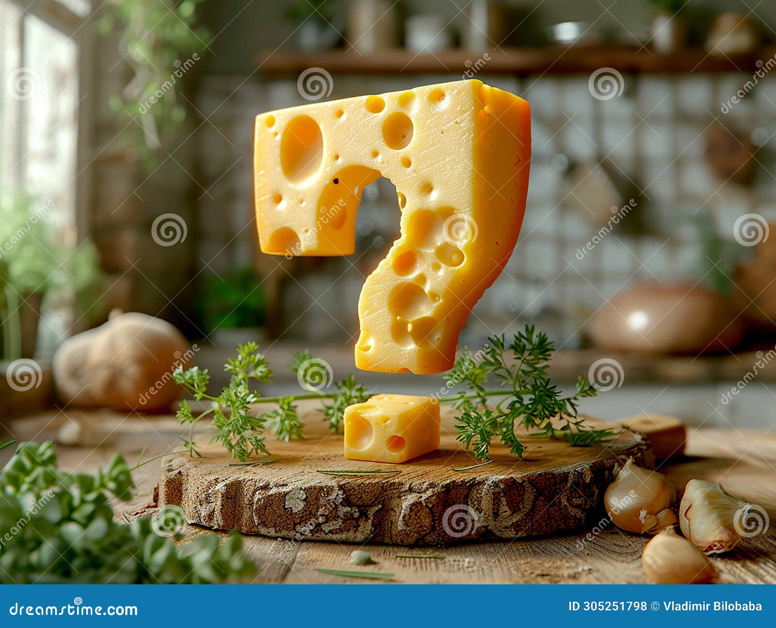 Cheese is a Question Mark in the Kitchen Interior Stock Illustration ...