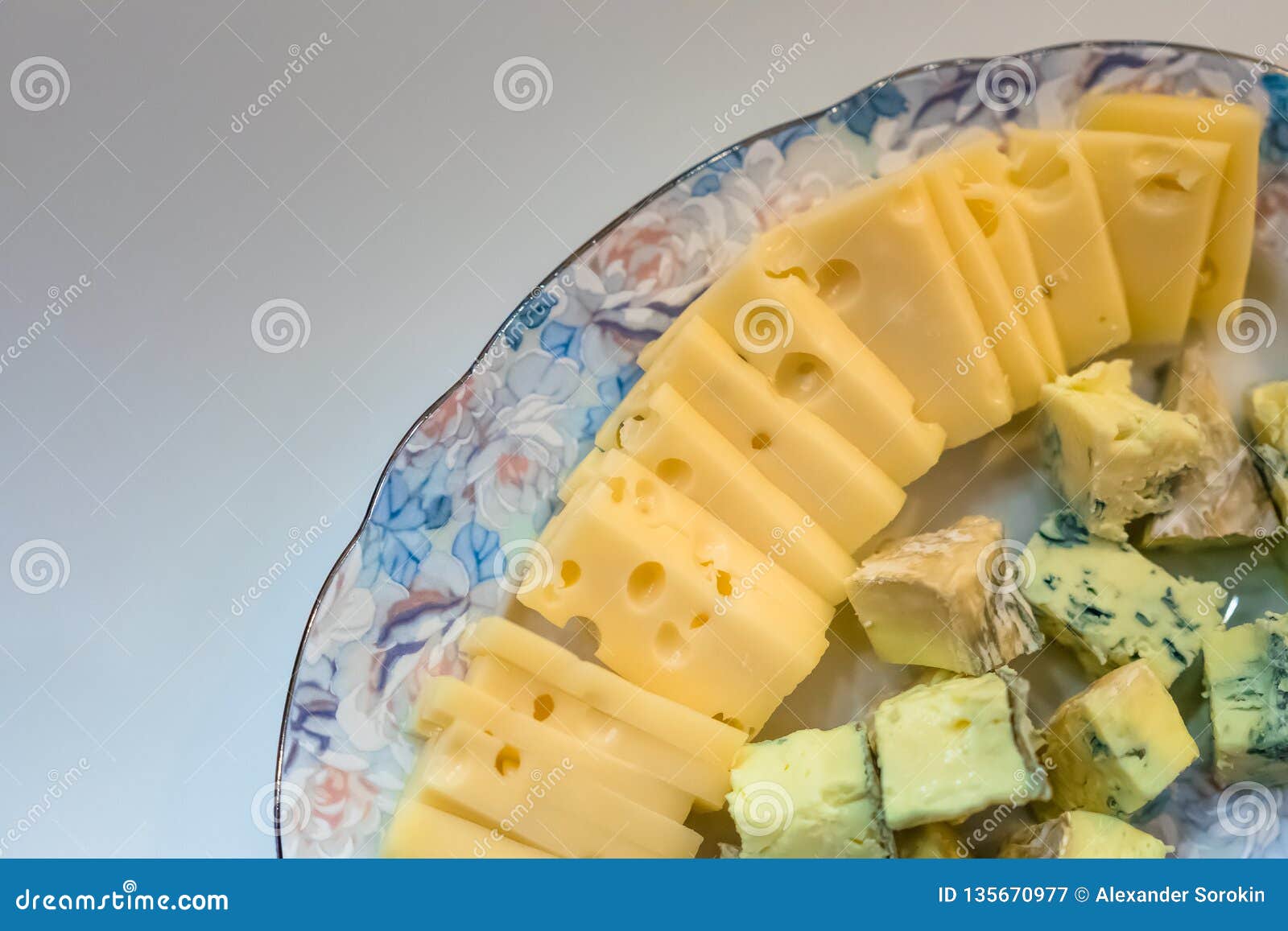 Cheese and Regular Cheese or Greens on the Plate Stock Image - Image of ...