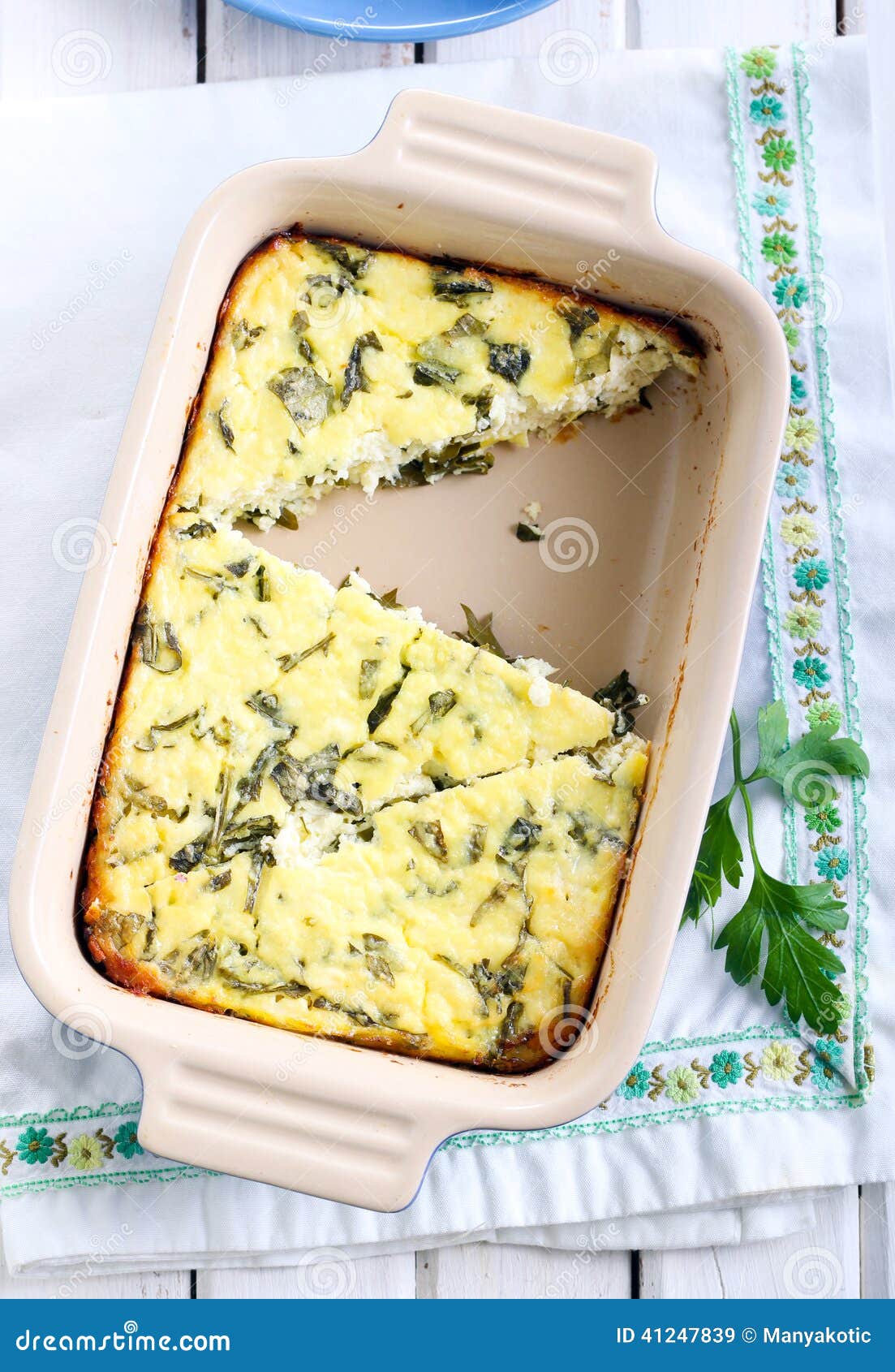 Cheese and rocket gratin stock image. Image of ricotta - 41247839