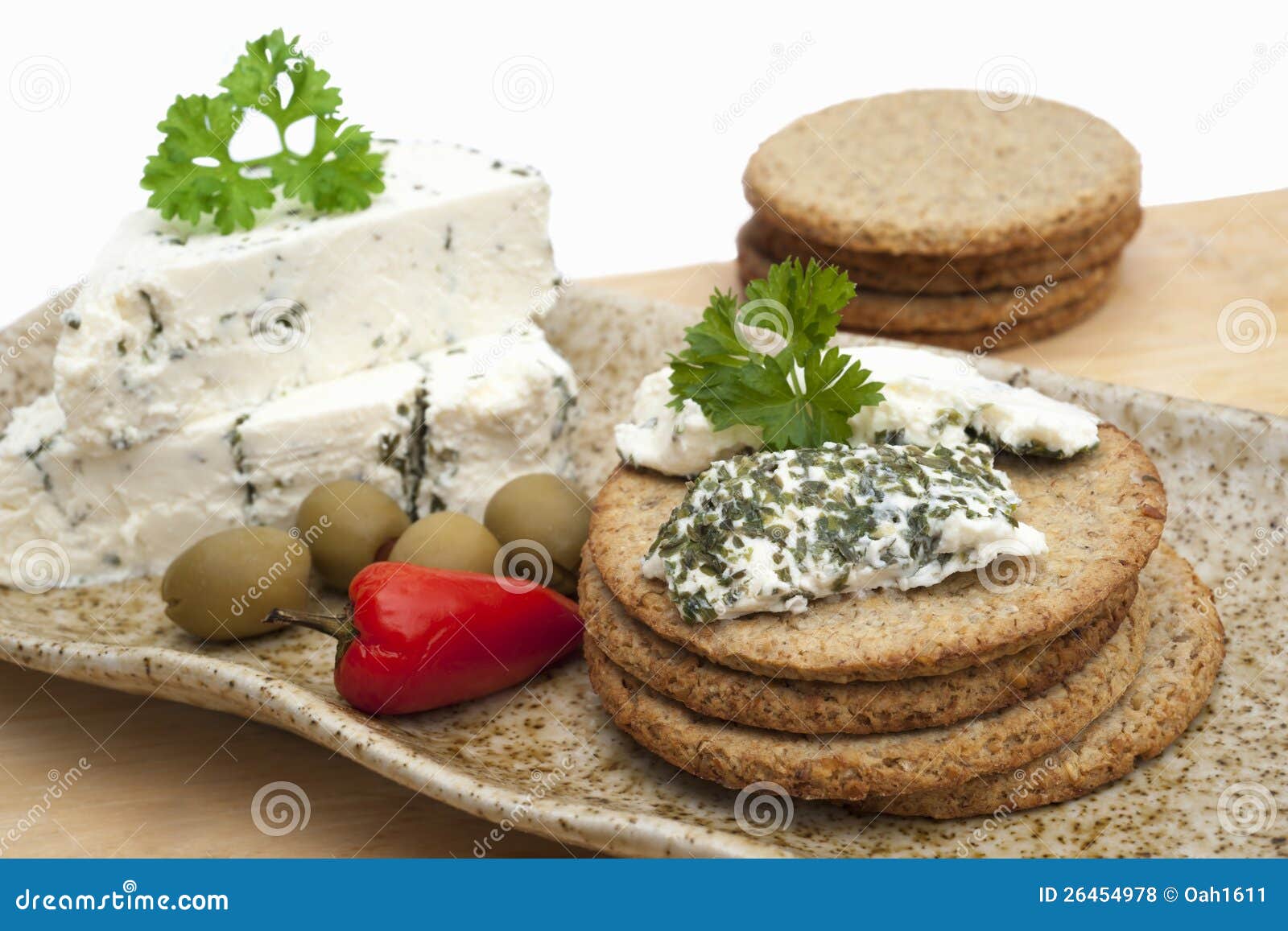Cheese Roule with Herbs and Crackers Stock Photo - Image of biscuit ...