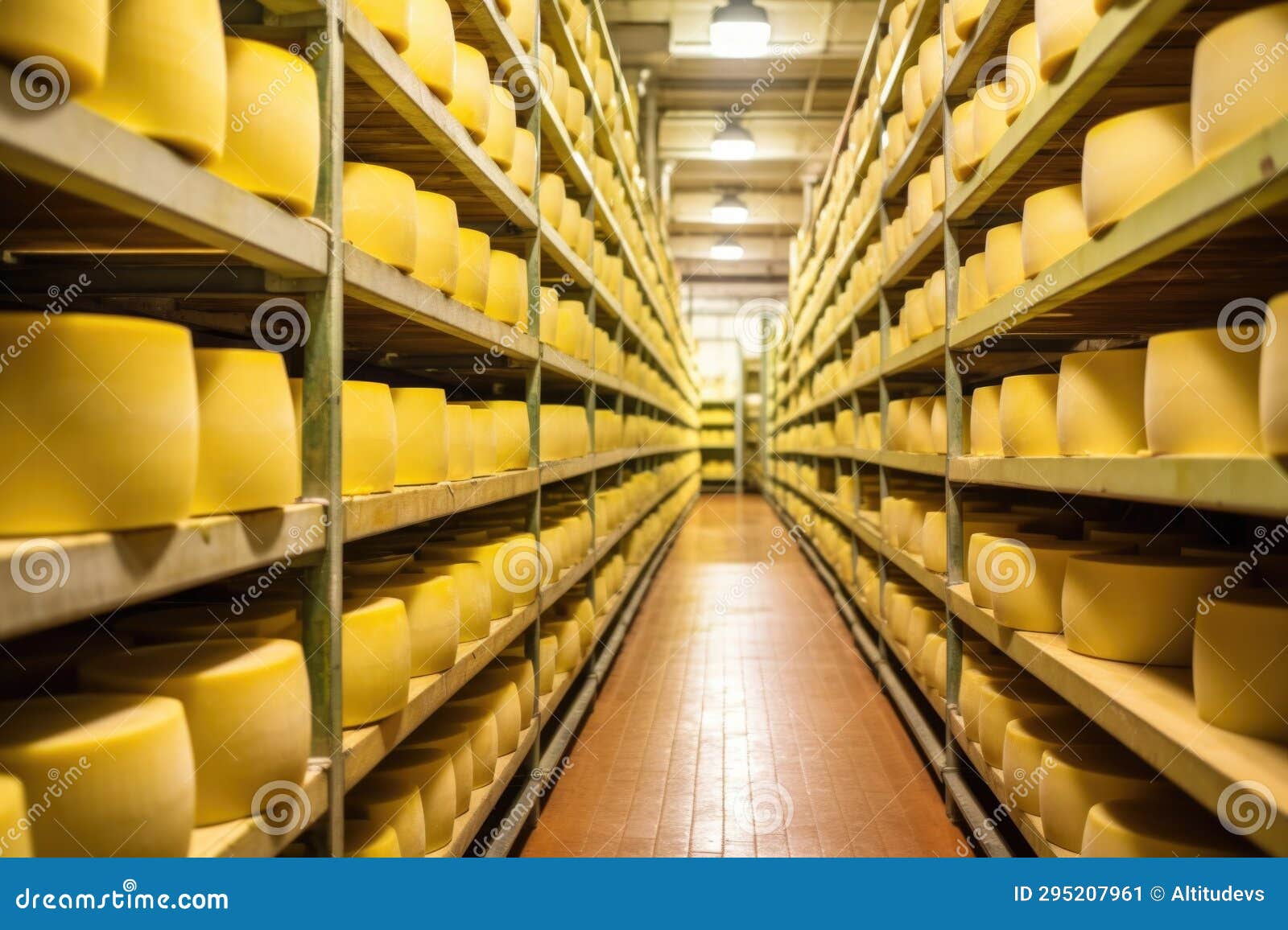 Cheese Rows in Temperature-humidity-monitored Cellar Stock Image ...