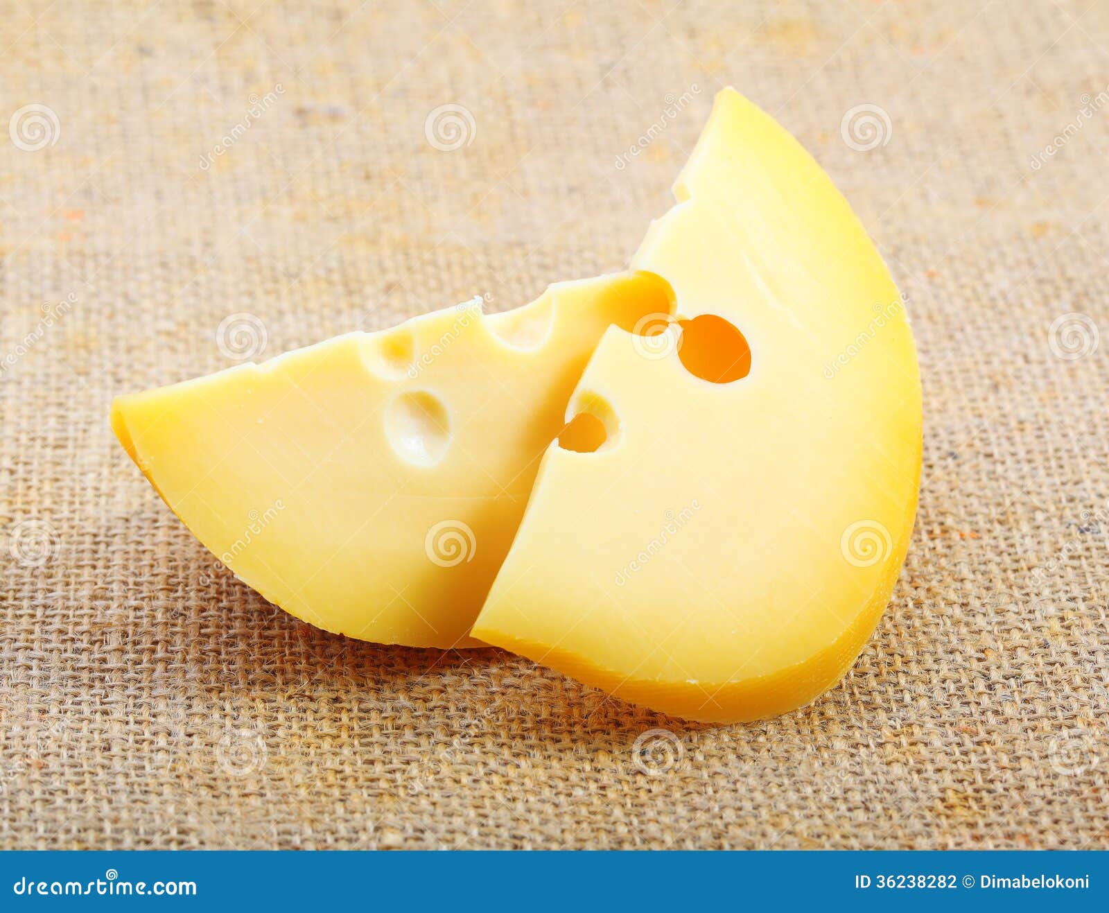 Cheese on sacking. stock photo. Image of cheese, beige - 36238282