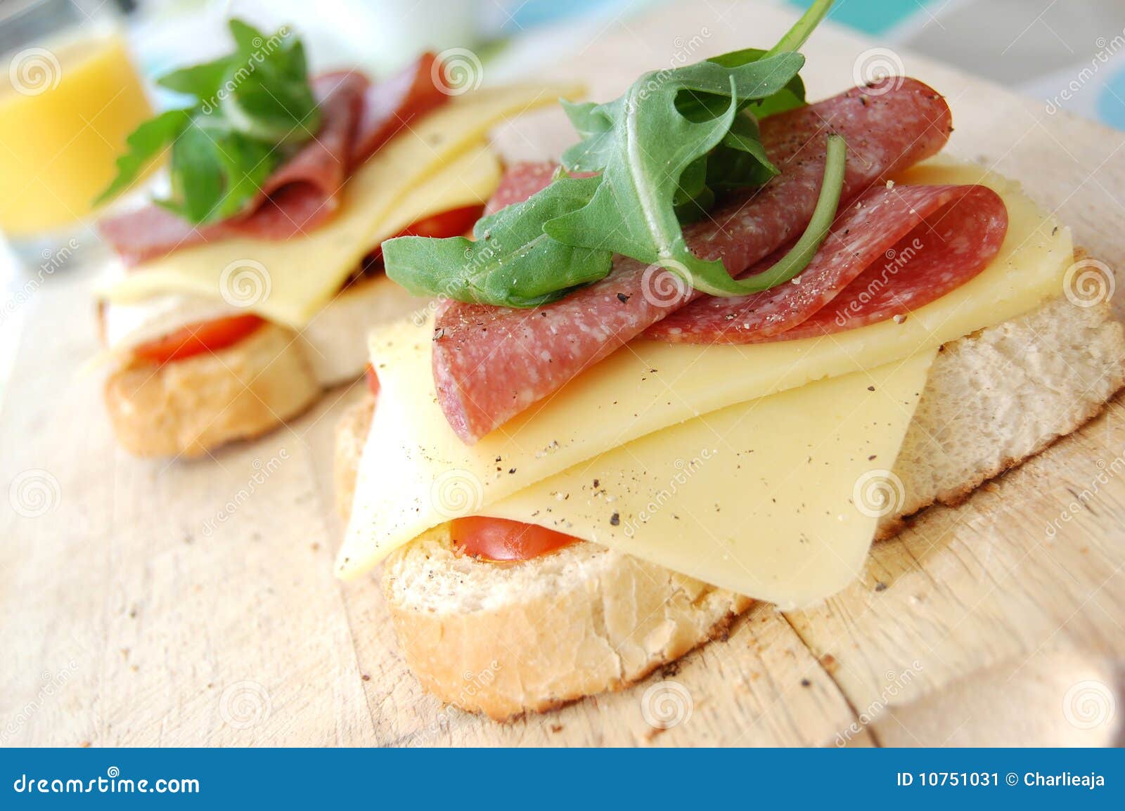 Cheese and salami sandwich stock image. Image of sandwich - 10751031