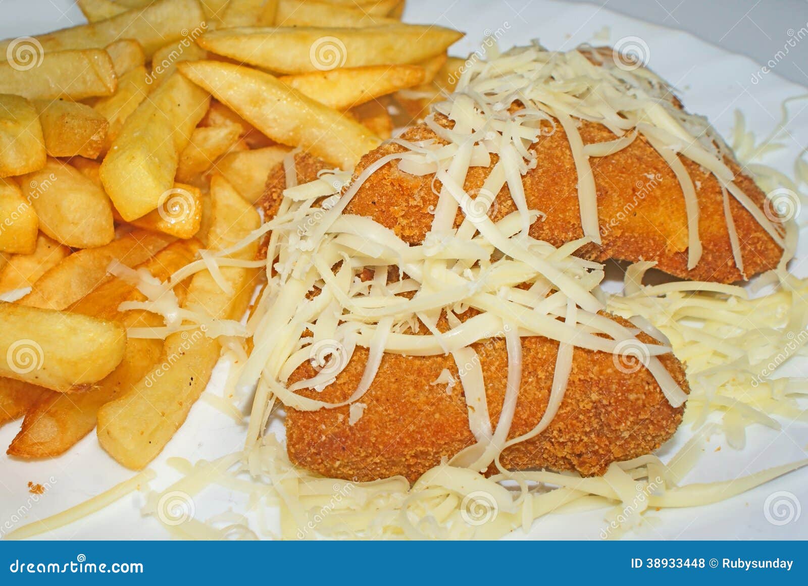 Cheese Schnitzel with Fries Stock Photo - Image of german, food: 38933448