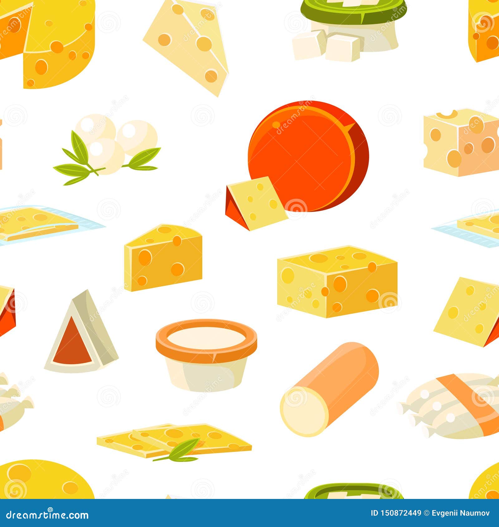 Cheese Seamless Pattern with Natural Dairy Products, Design Element Can ...
