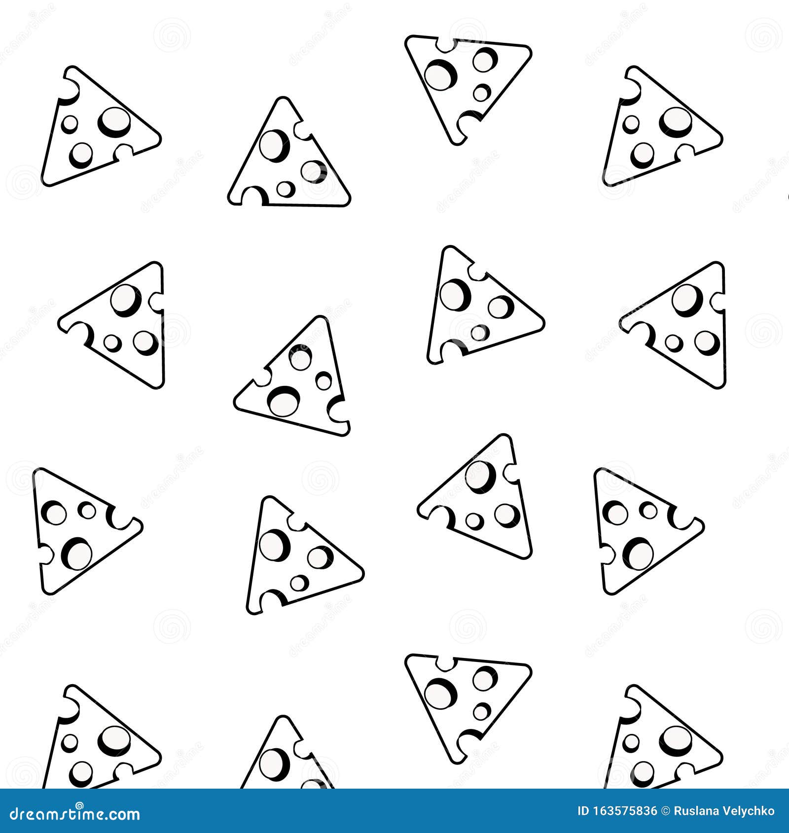 Cheese Seamless Pattern Vector in Black and White Stock Vector ...