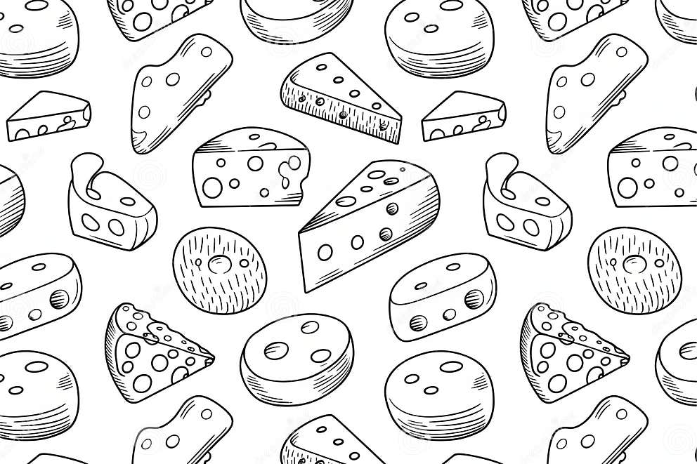 Cheese Seamless Patternseamless Cheese Pattern. Doodle Vector Pattern ...