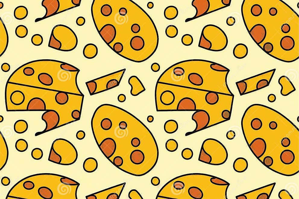 Cheese Seamless Patternseamless Cheese Pattern. Doodle Vector Pattern ...
