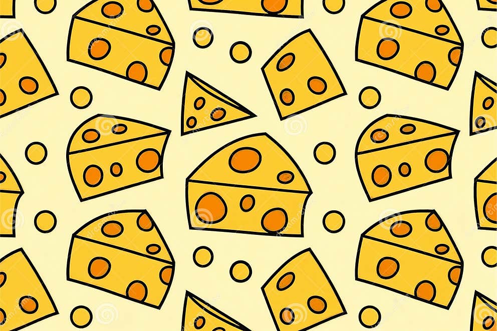 Cheese Seamless Patternseamless Cheese Pattern. Doodle Vector Pattern ...