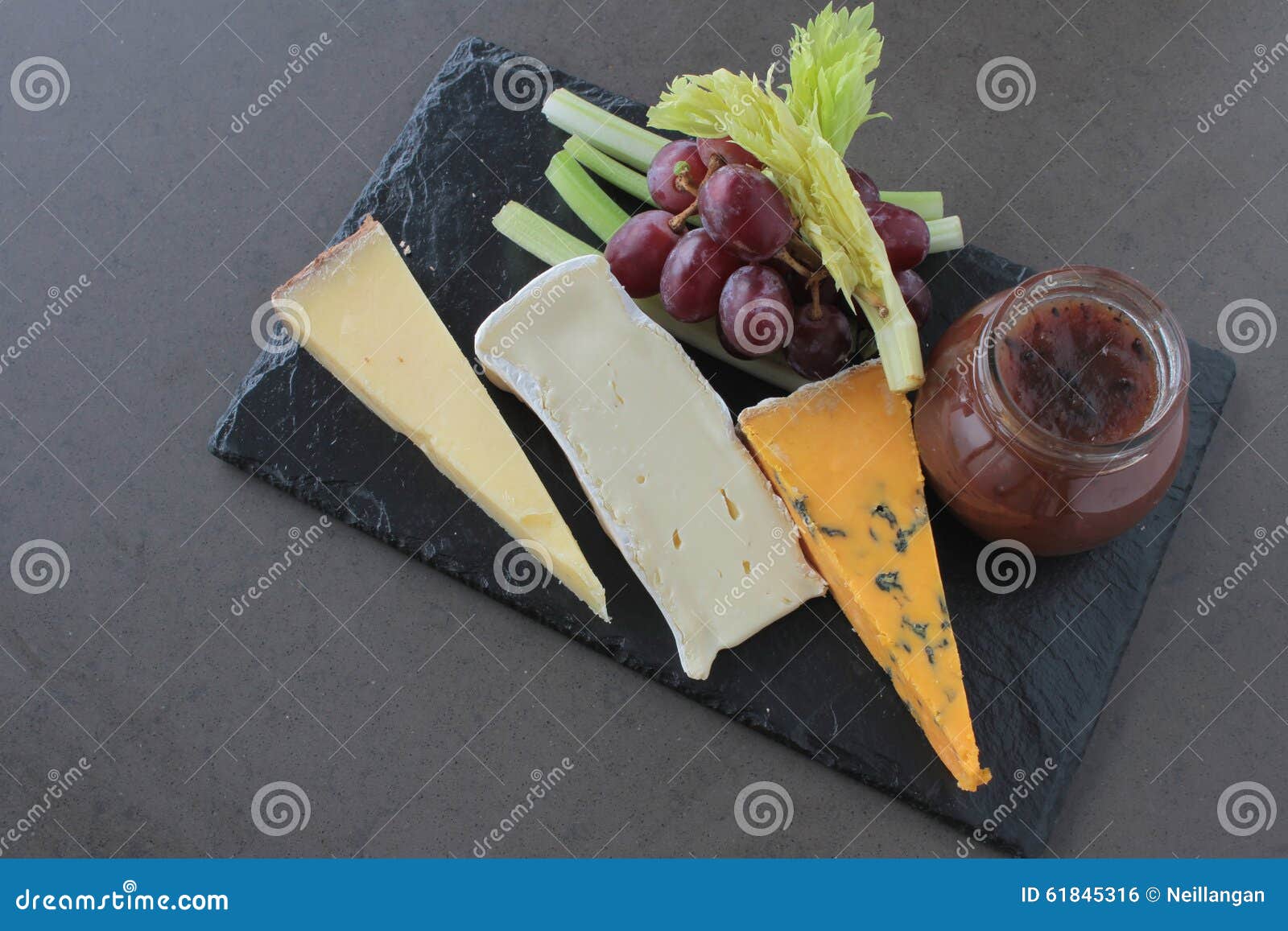 Cheese Selection on Slate Platter Stock Photo - Image of cheese, dairy ...