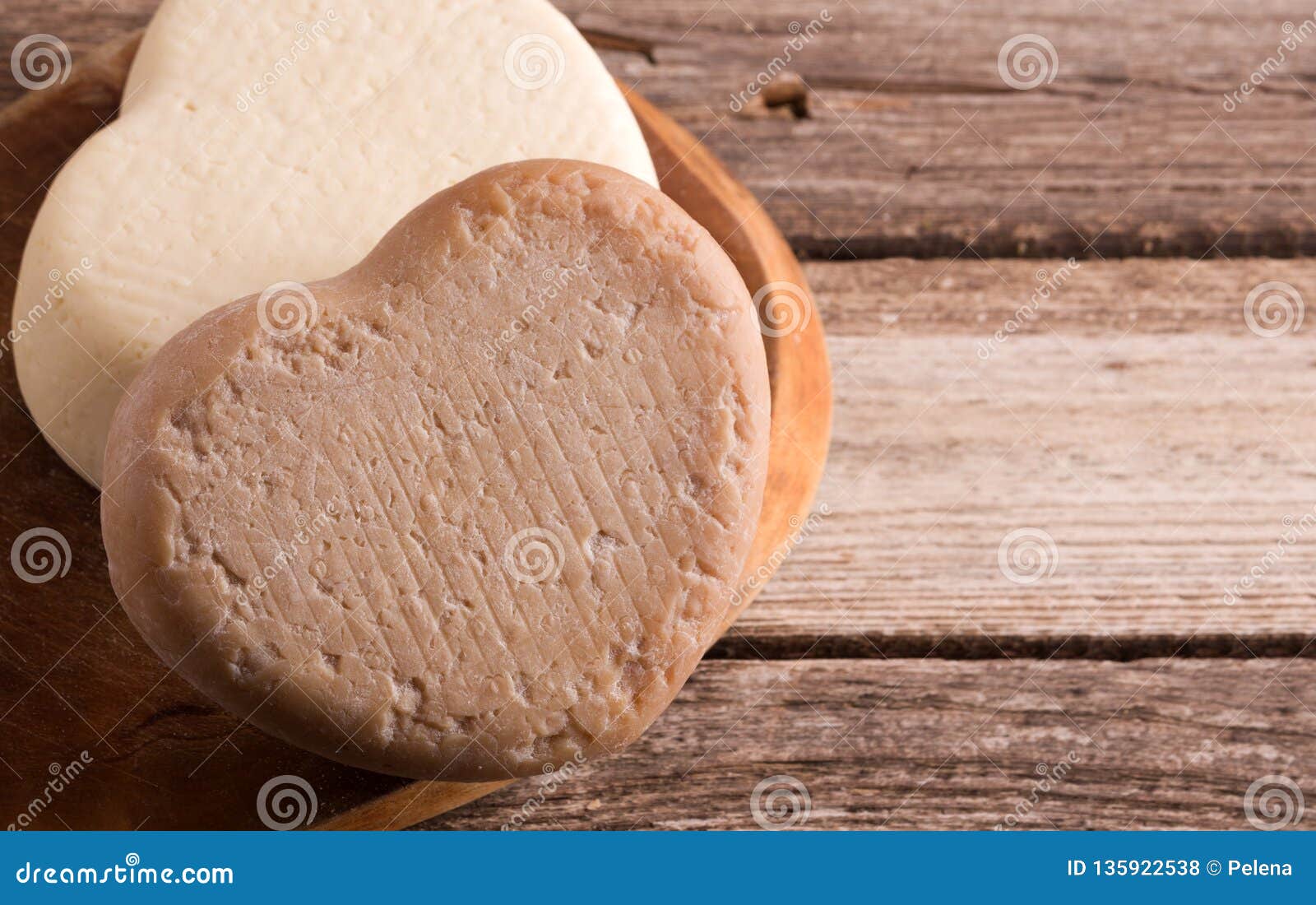 Cheese in the Shape of a Heart on a Wooden Table. Stock Photo - Image ...