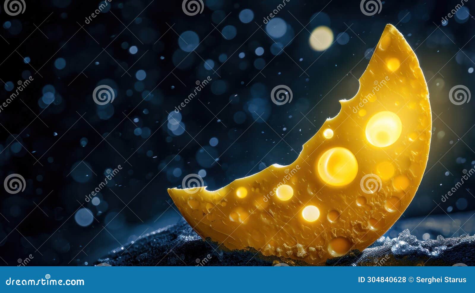 A Cheese is Shown in the Shape of a Crescent Moon, AI Stock ...