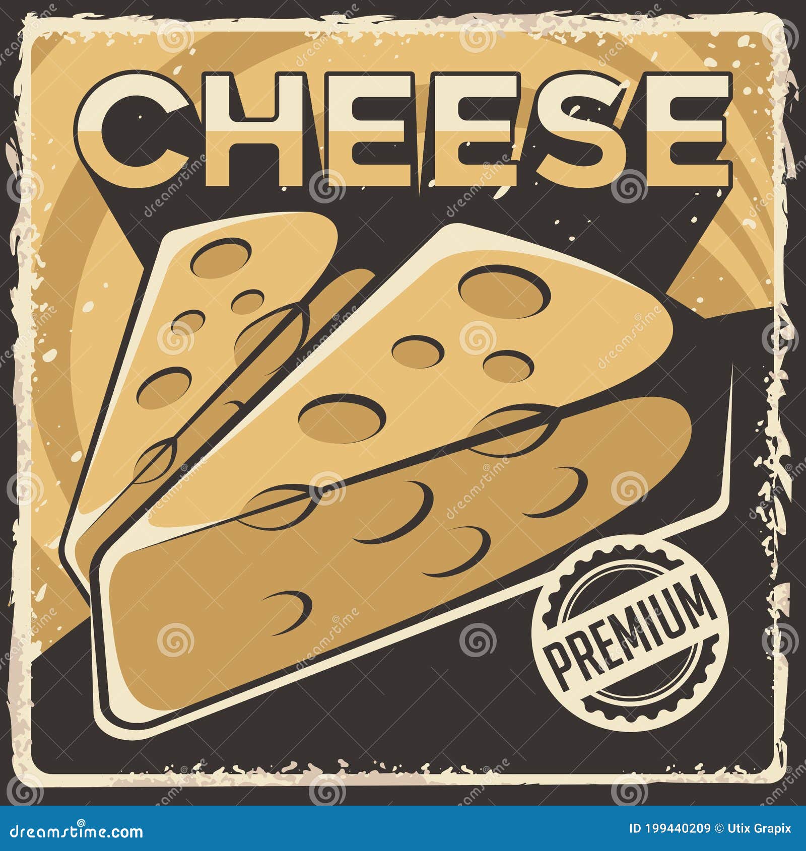 Cheese Signage Poster Retro Rustic Classic Stock Vector - Illustration ...