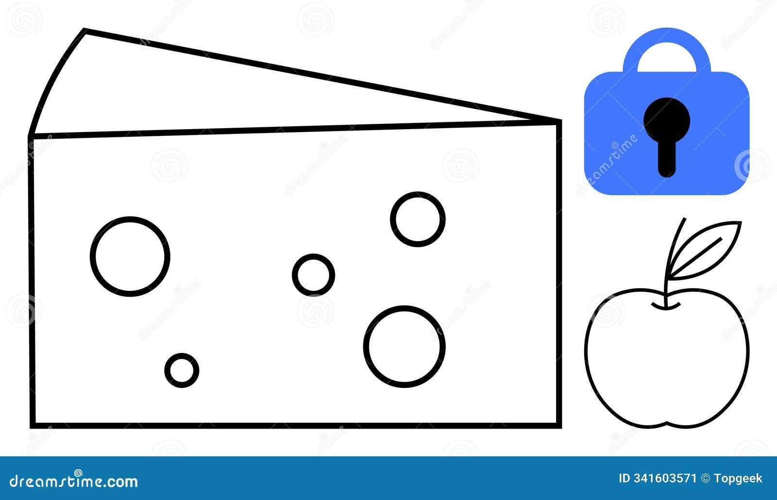 Cheese Slice with Apple and Lock Illustration Symbolizing Nutrition ...