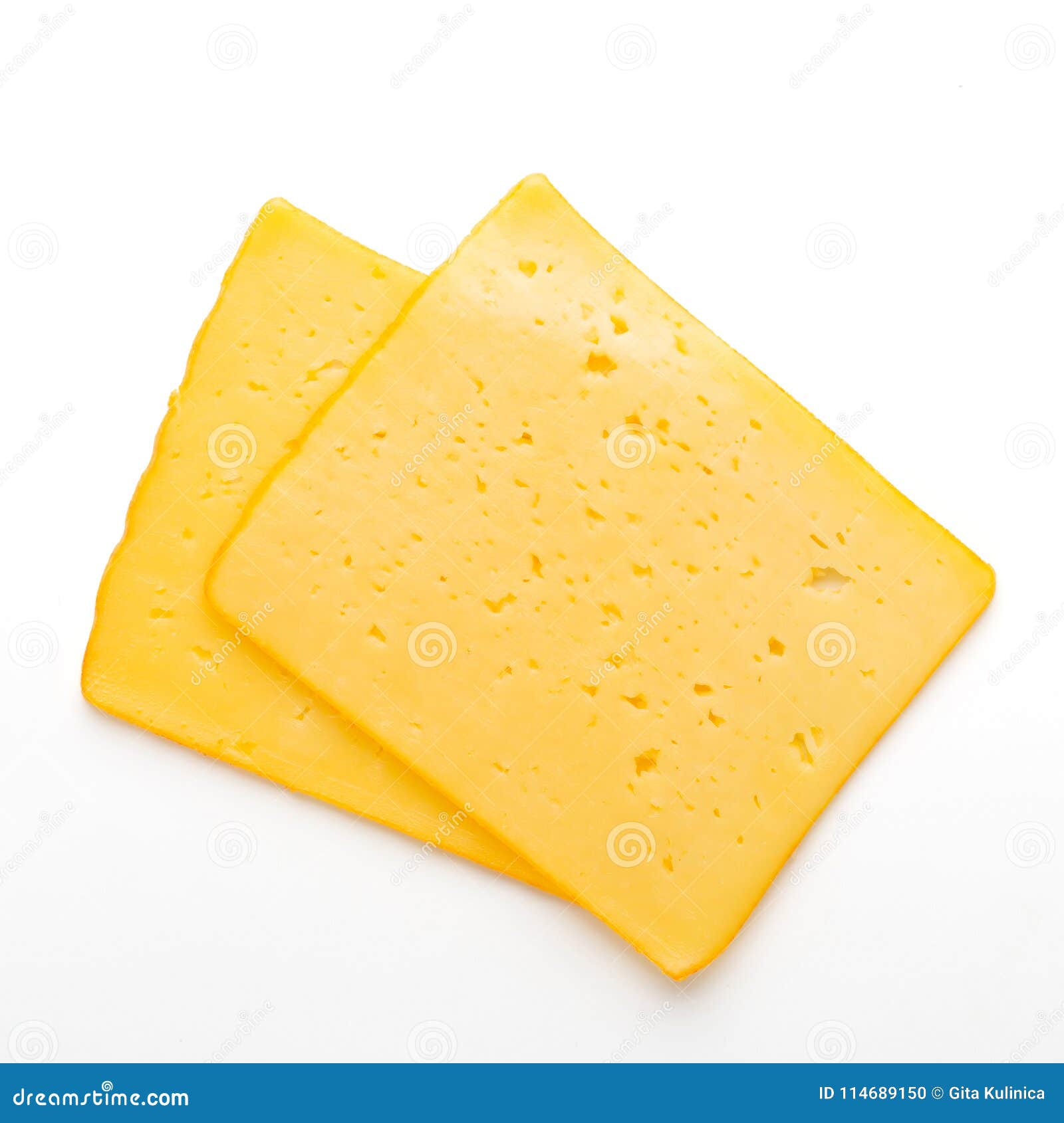 Cheese Slice Isolated on the White Background. Stock Photo - Image of ...