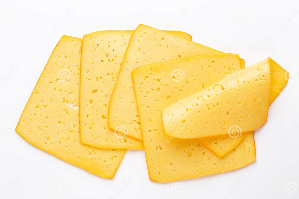 Cheese Slice on White Background Stock Photo - Image of slice, view ...