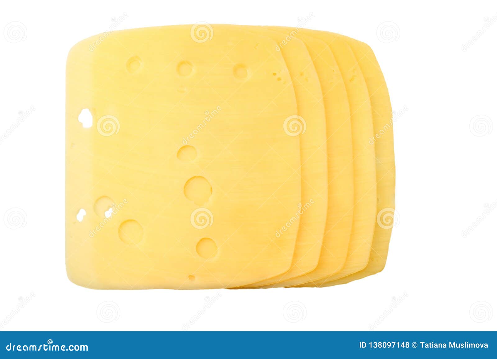 Cheese Slices Isolated on White Background. Top View Stock Photo ...